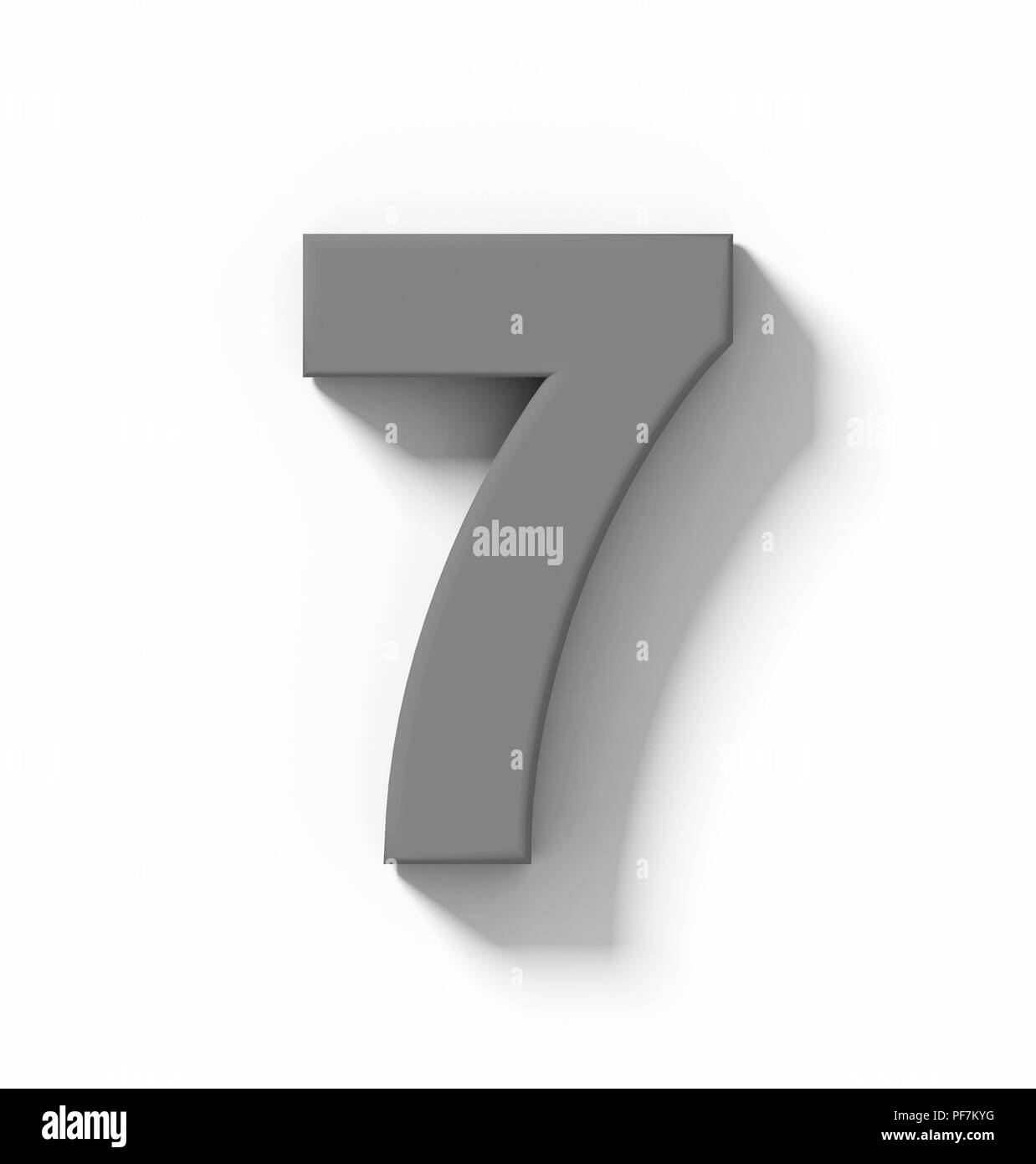 number 7 3D medium gray isolated on white with shadow - orthogonal ...