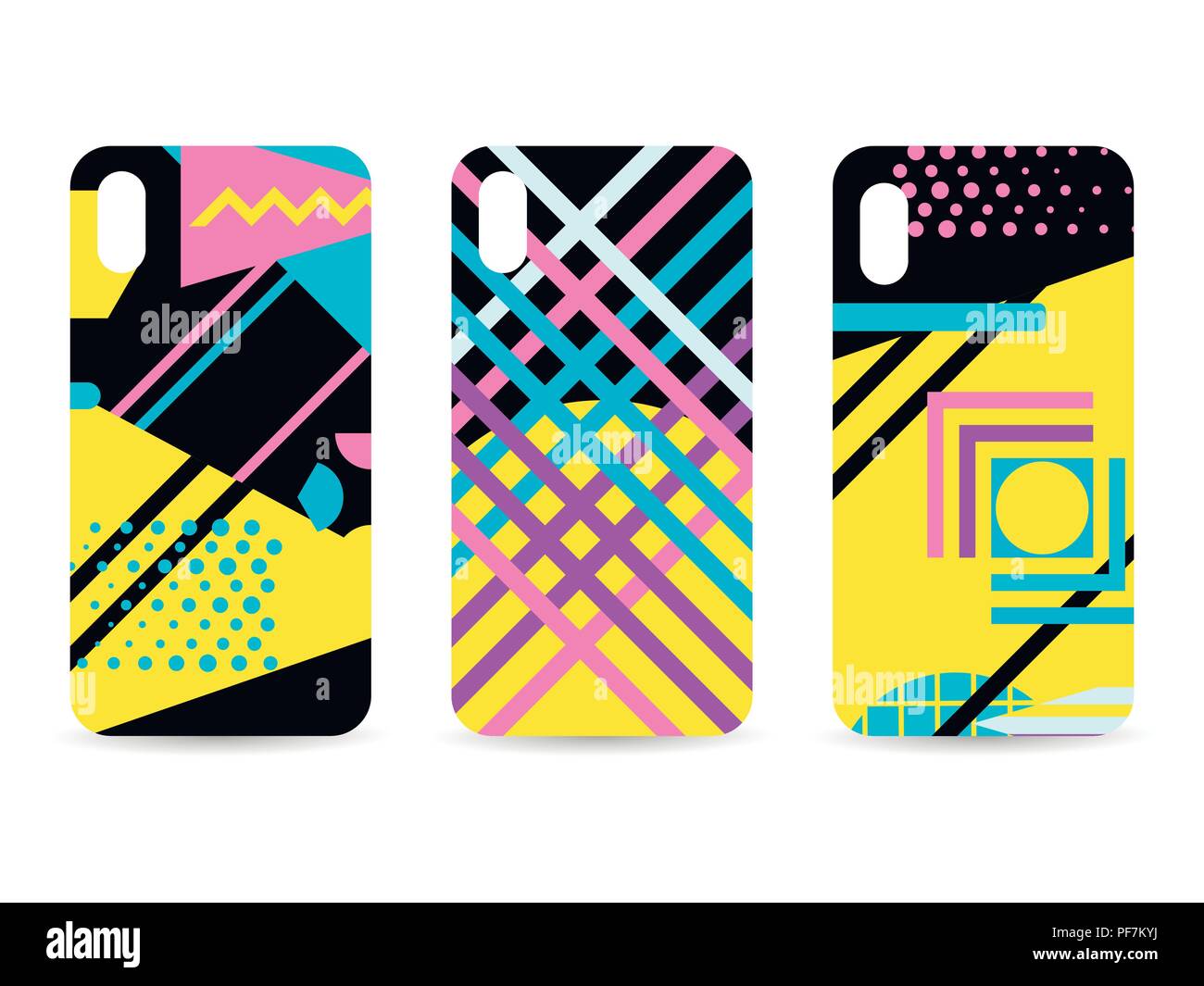 Phone case set. Memphis pattern background. Geometric elements memphis ...