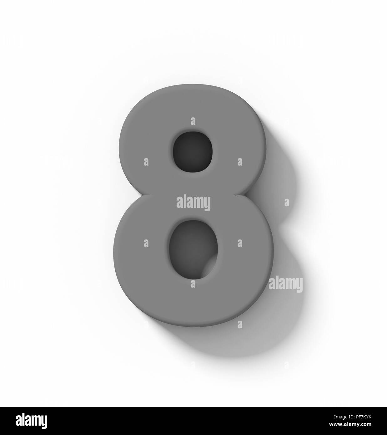 number 8 3D medium gray isolated on white with shadow - orthogonal ...