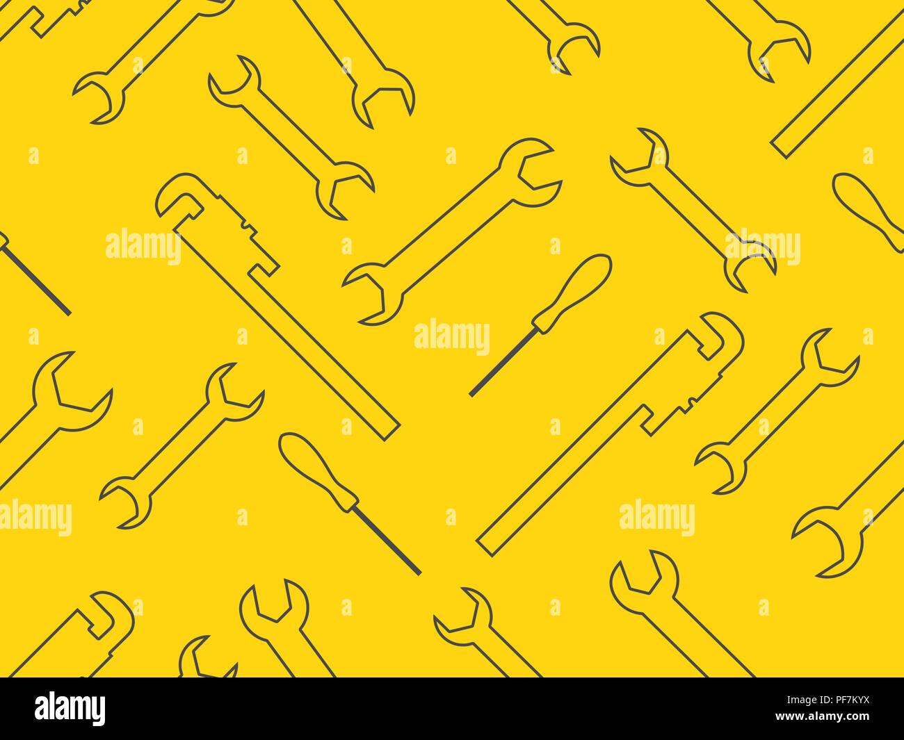 Seamless pattern with spanner. Wrench, adjustable wrench tools. Vector ...