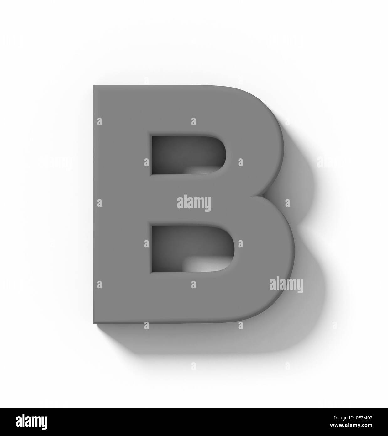 letter B 3D medium gray isolated on white with shadow - orthogonal ...