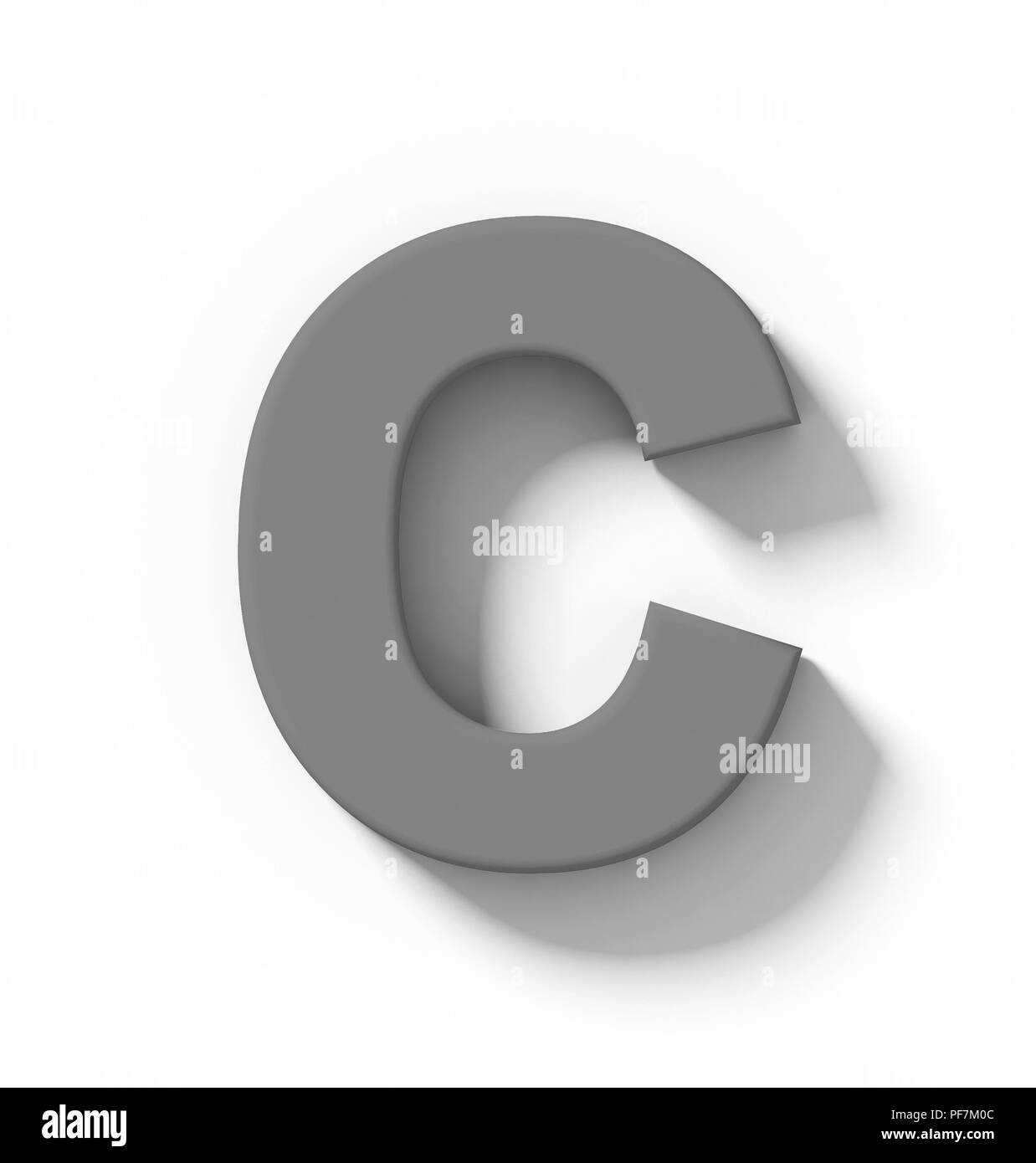 letter C 3D medium gray isolated on white with shadow - orthogonal ...