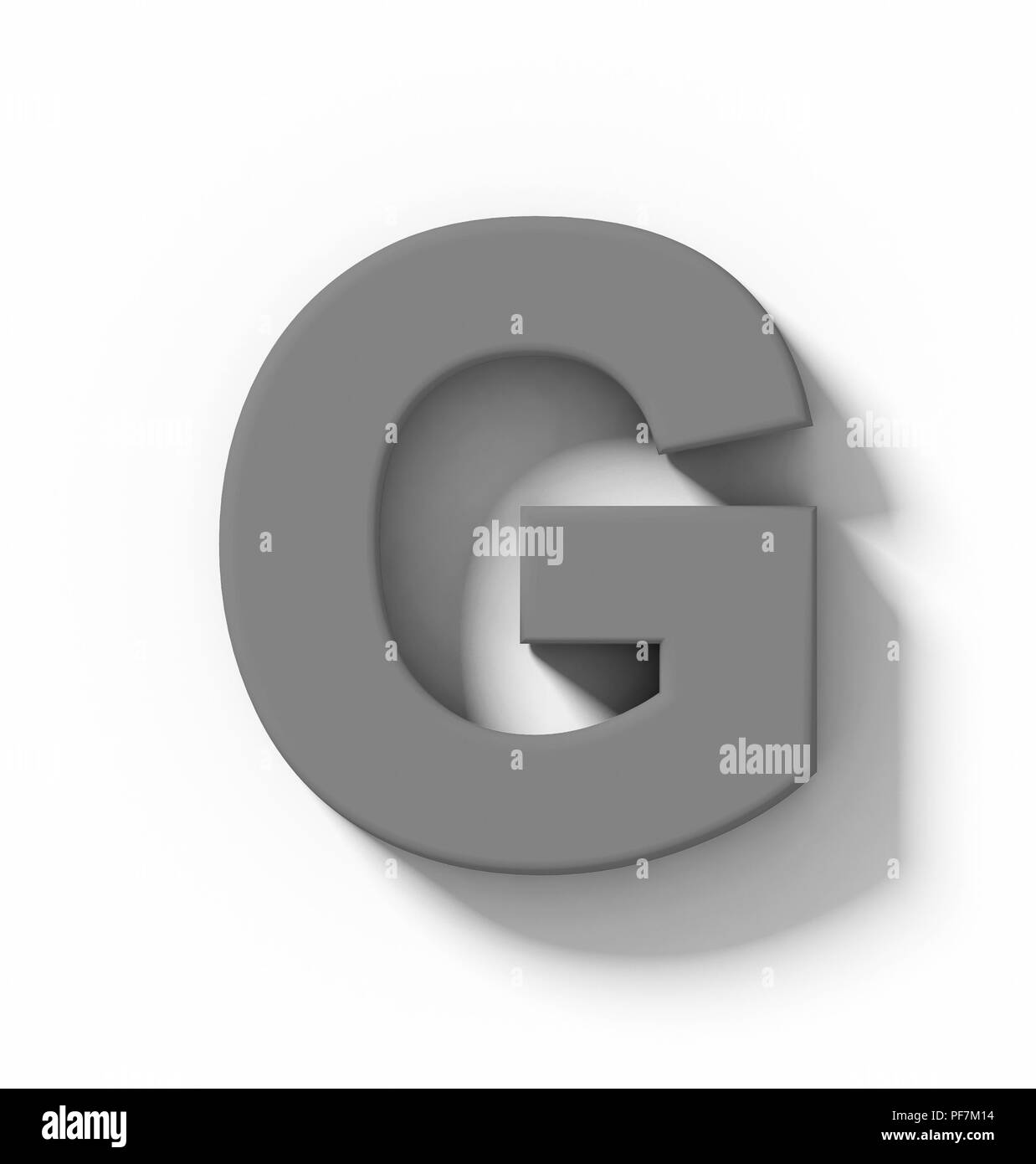letter G 3D medium gray isolated on white with shadow - orthogonal ...