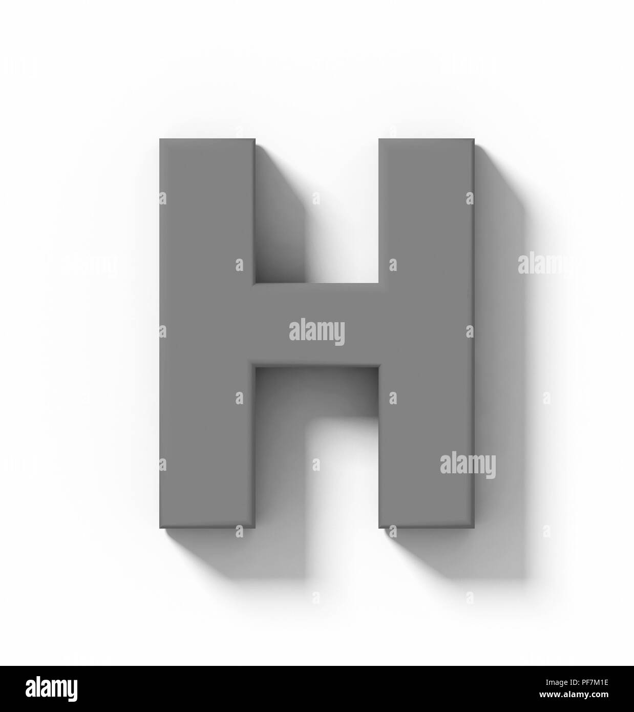 letter H 3D medium gray isolated on white with shadow - orthogonal ...