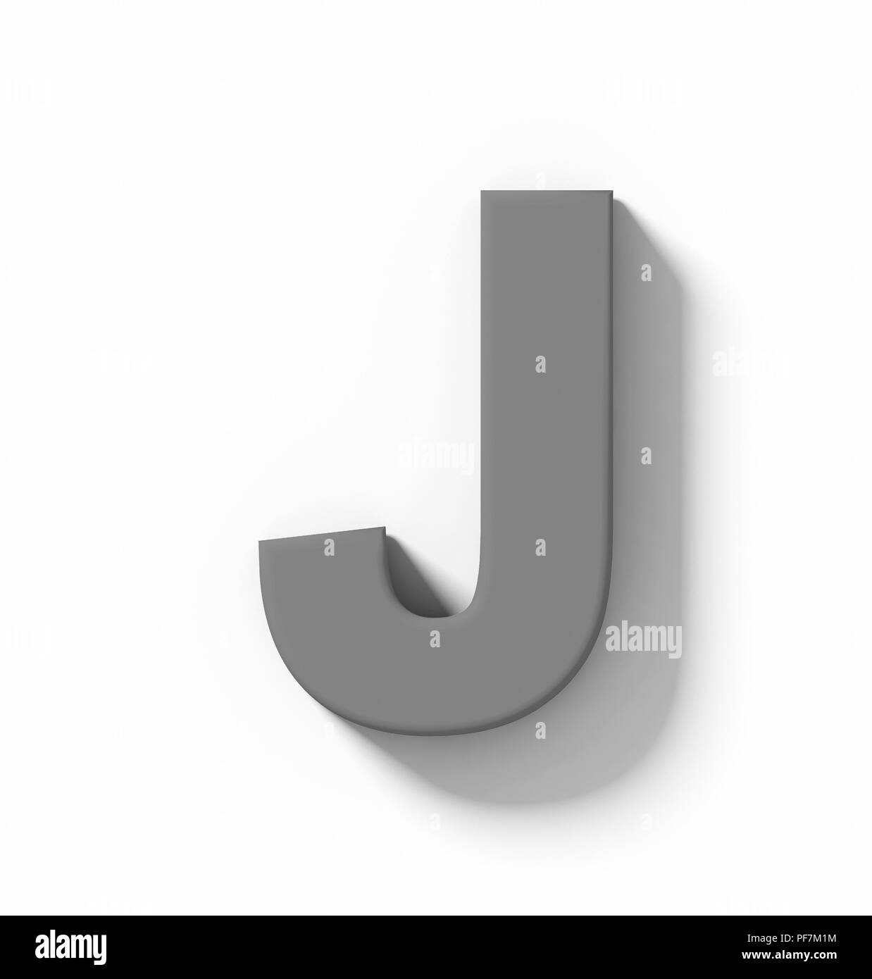 letter J 3D medium gray isolated on white with shadow - orthogonal ...