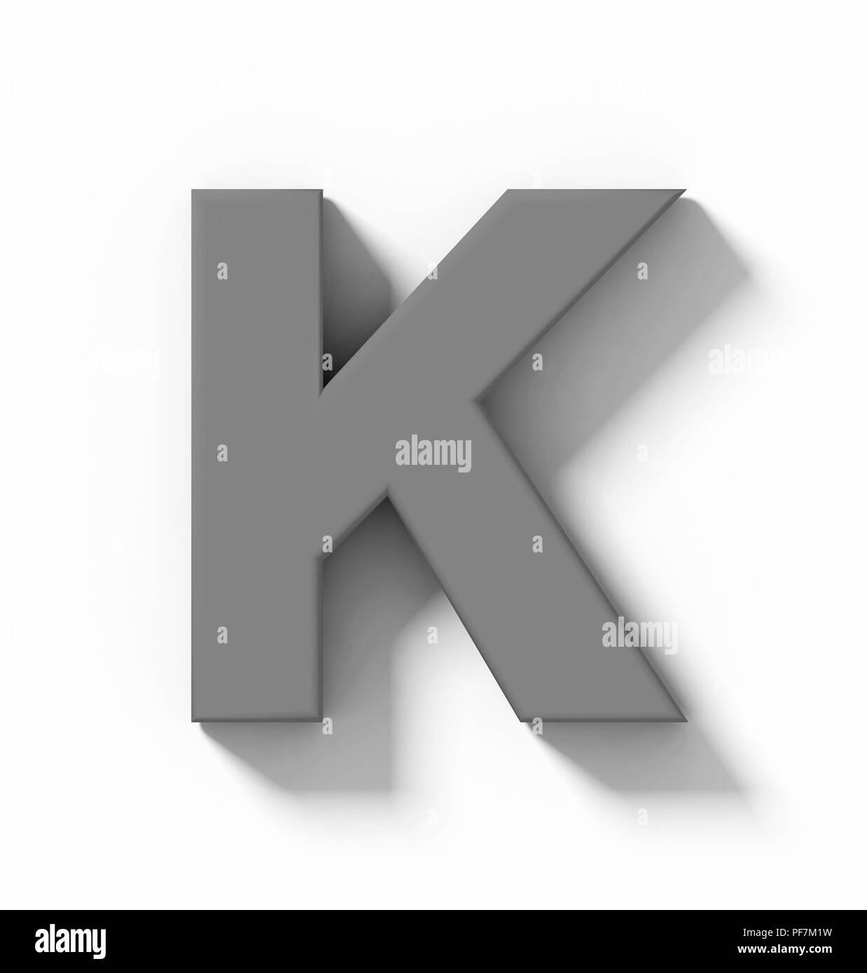 letter K 3D medium gray isolated on white with shadow - orthogonal ...