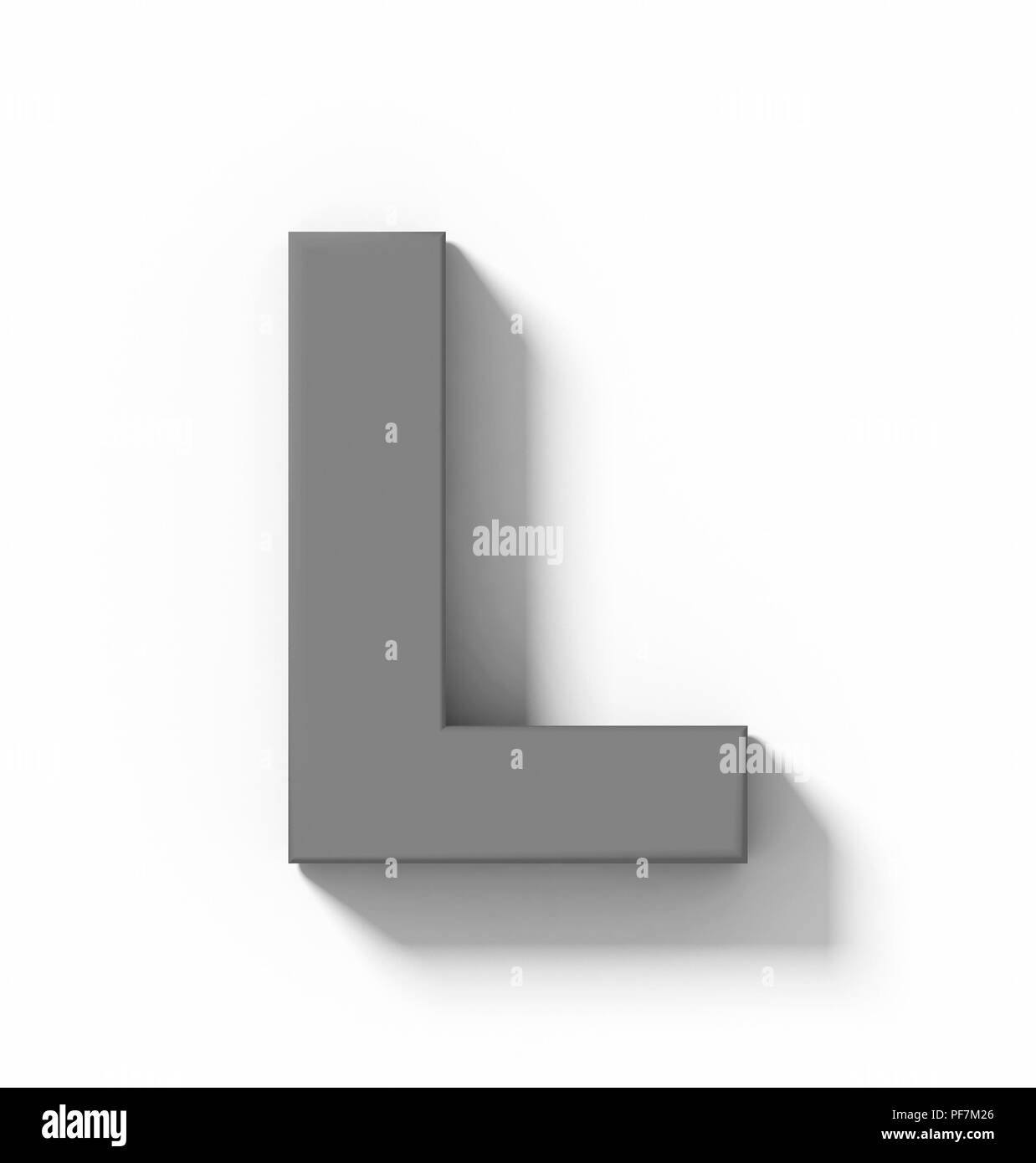 letter L 3D medium gray isolated on white with shadow - orthogonal ...