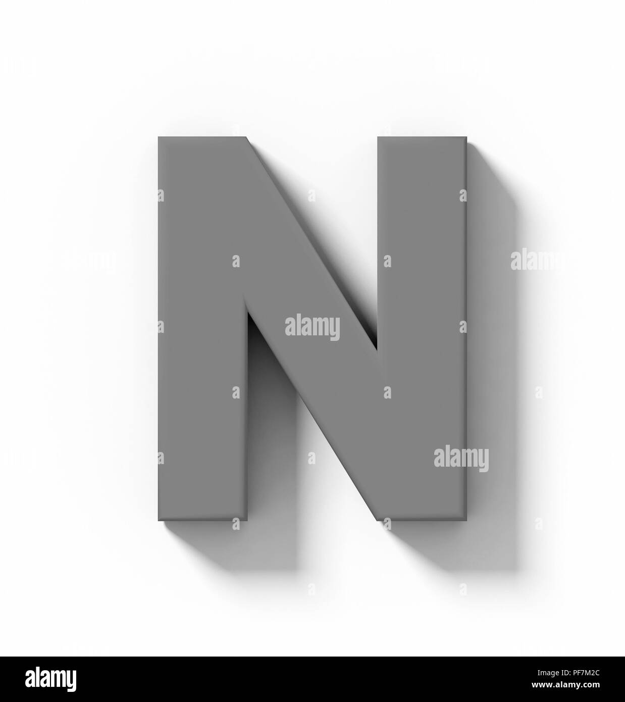 letter N 3D medium gray isolated on white with shadow - orthogonal ...
