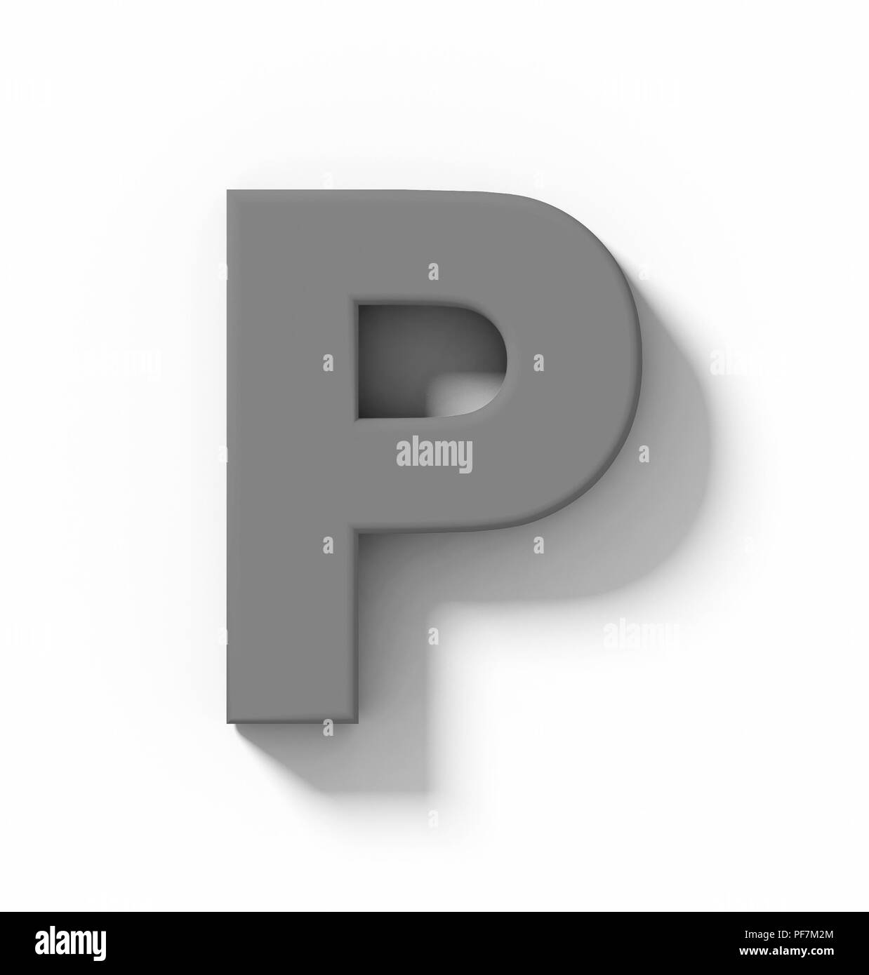 letter P 3D medium gray isolated on white with shadow - orthogonal ...