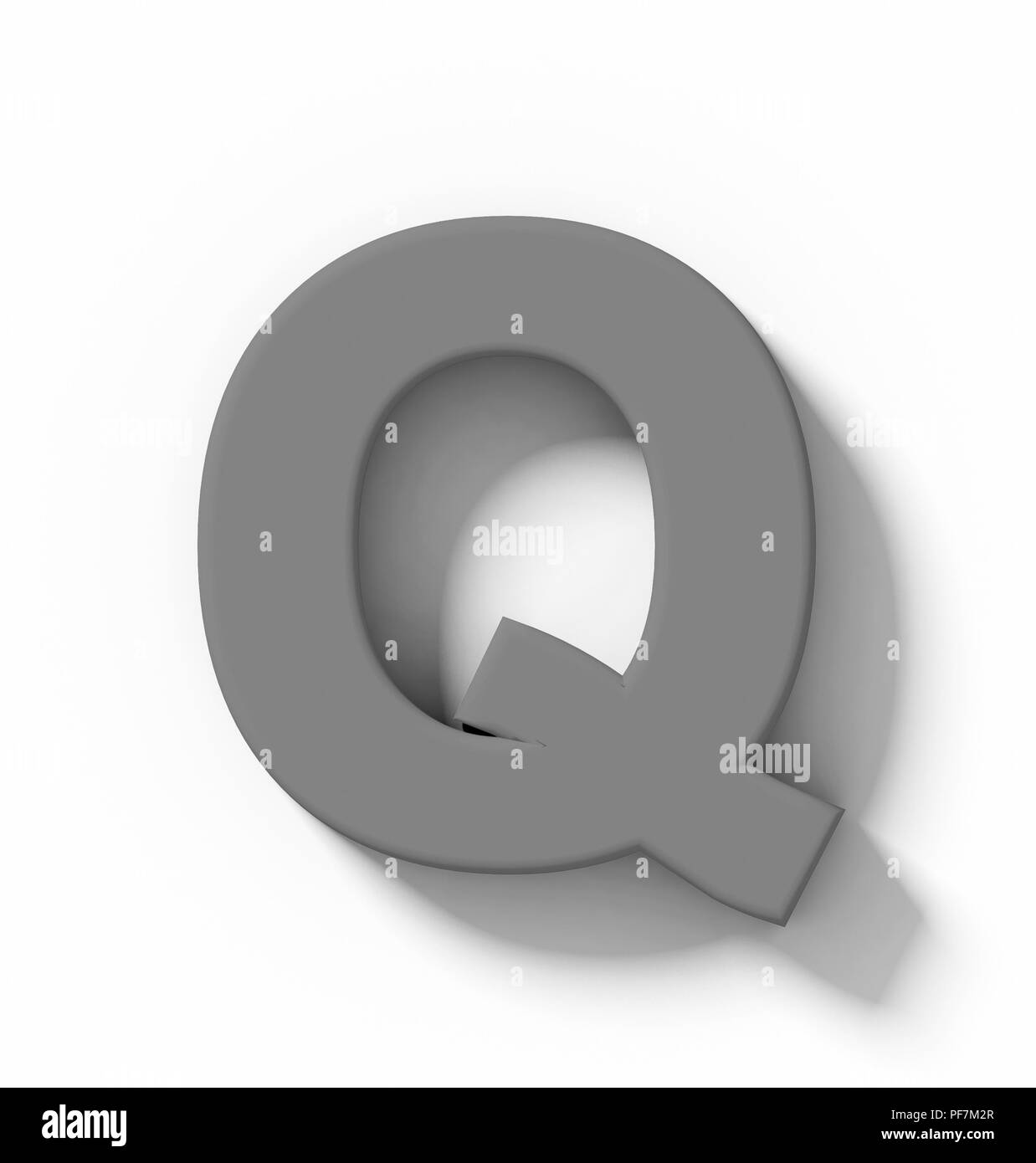 letter Q 3D medium gray isolated on white with shadow - orthogonal ...