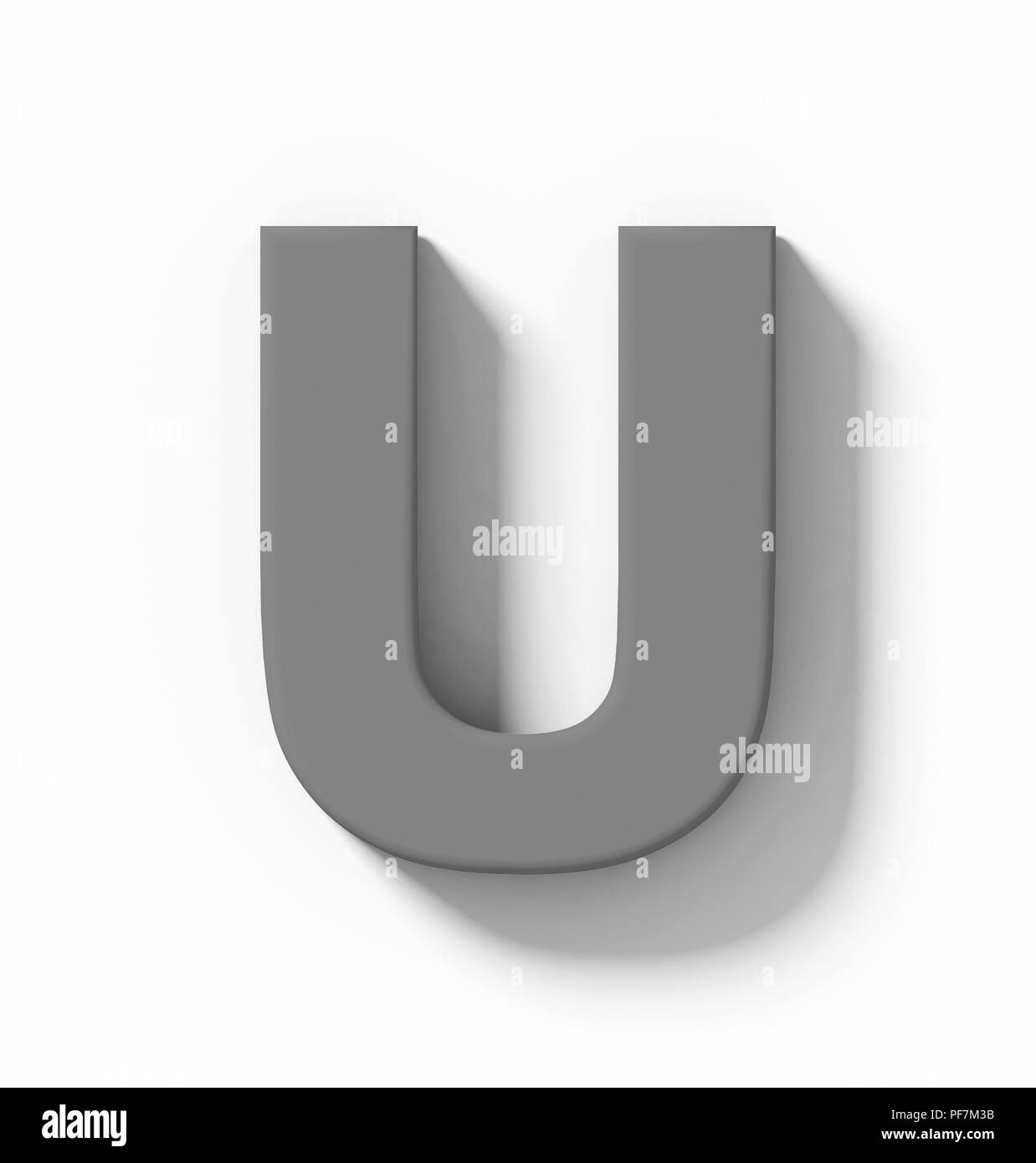 letter U 3D medium gray isolated on white with shadow - orthogonal ...