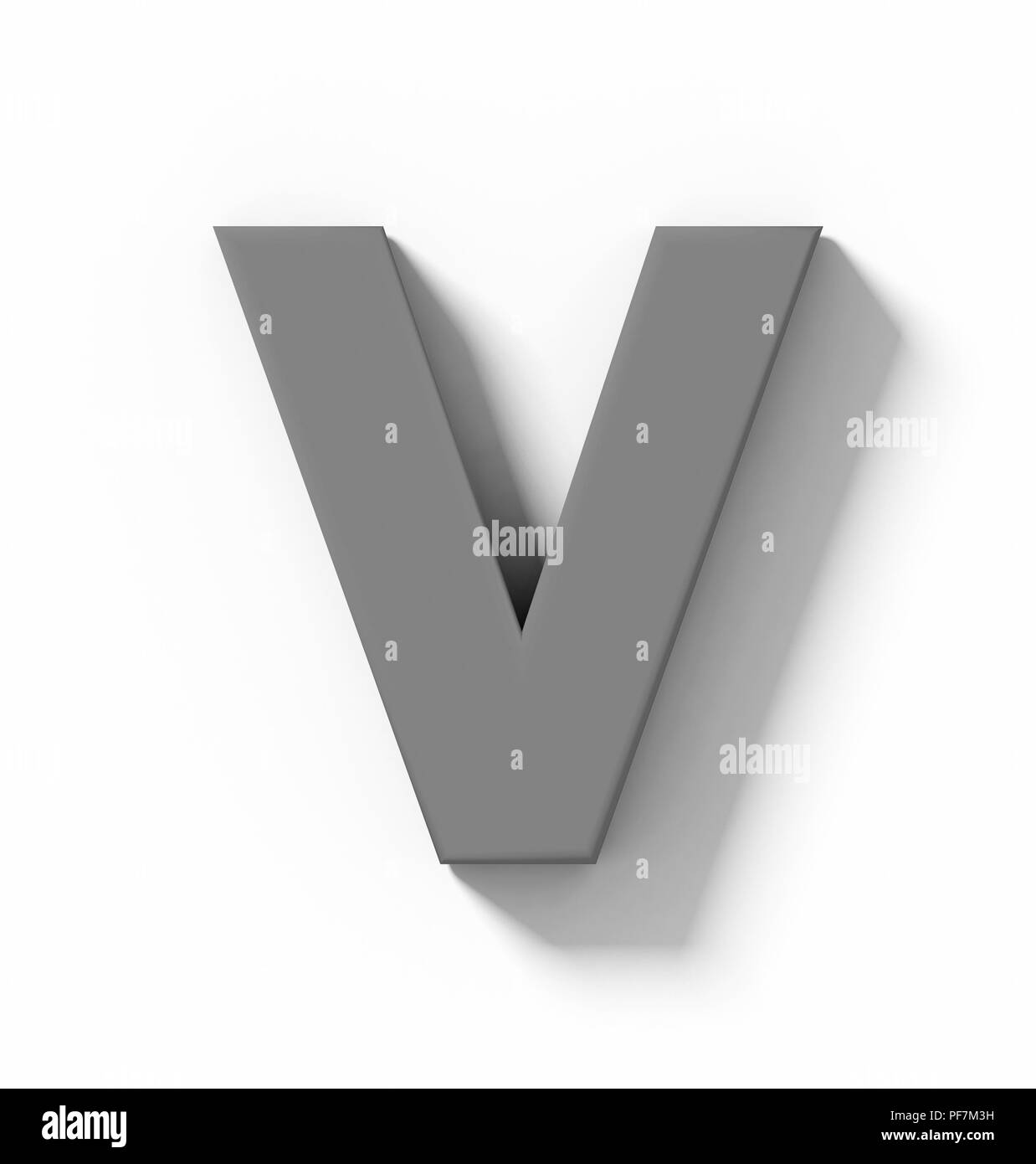 letter V 3D medium gray isolated on white with shadow - orthogonal ...