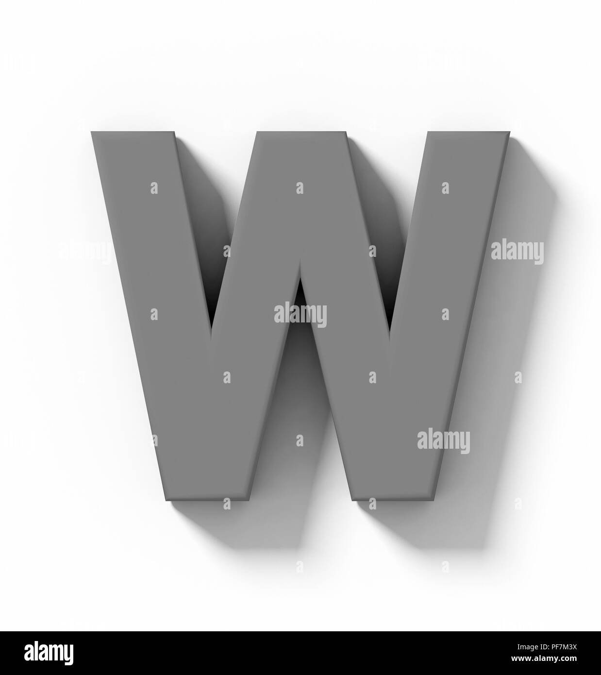 letter W 3D medium gray isolated on white with shadow - orthogonal ...