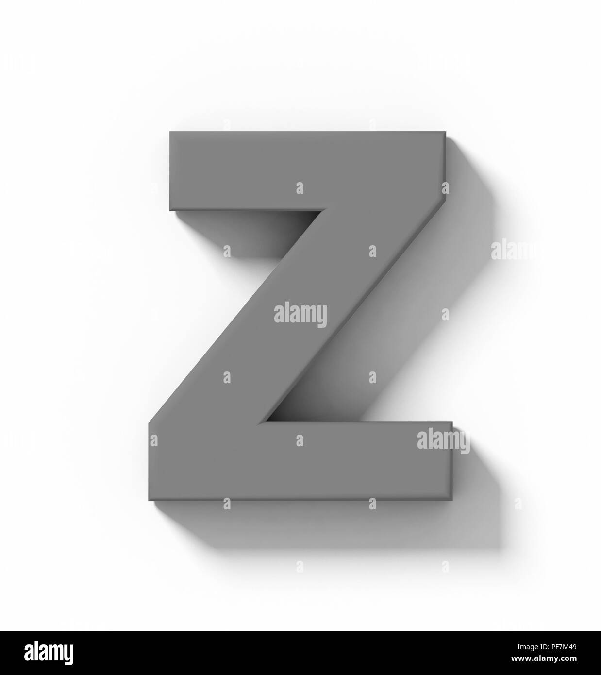 letter Z 3D medium gray isolated on white with shadow - orthogonal ...