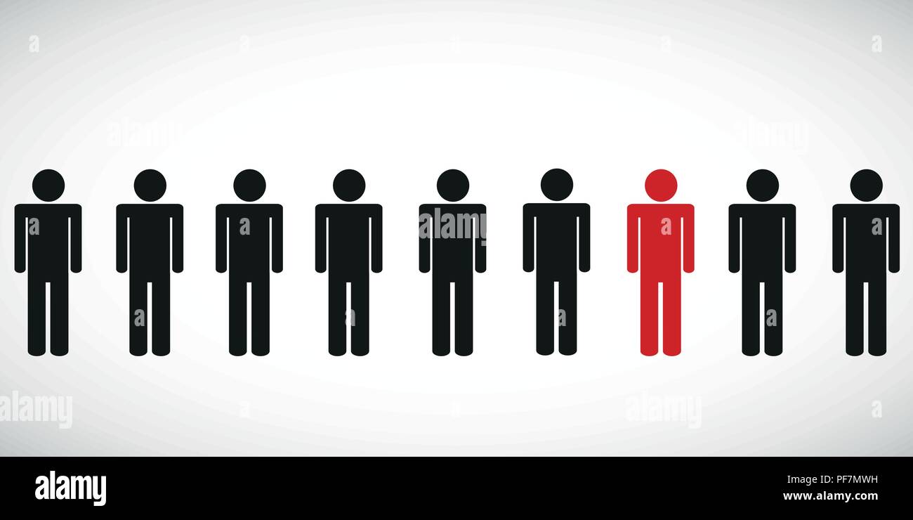 one red special person in a group pictogram vector illustration Stock ...