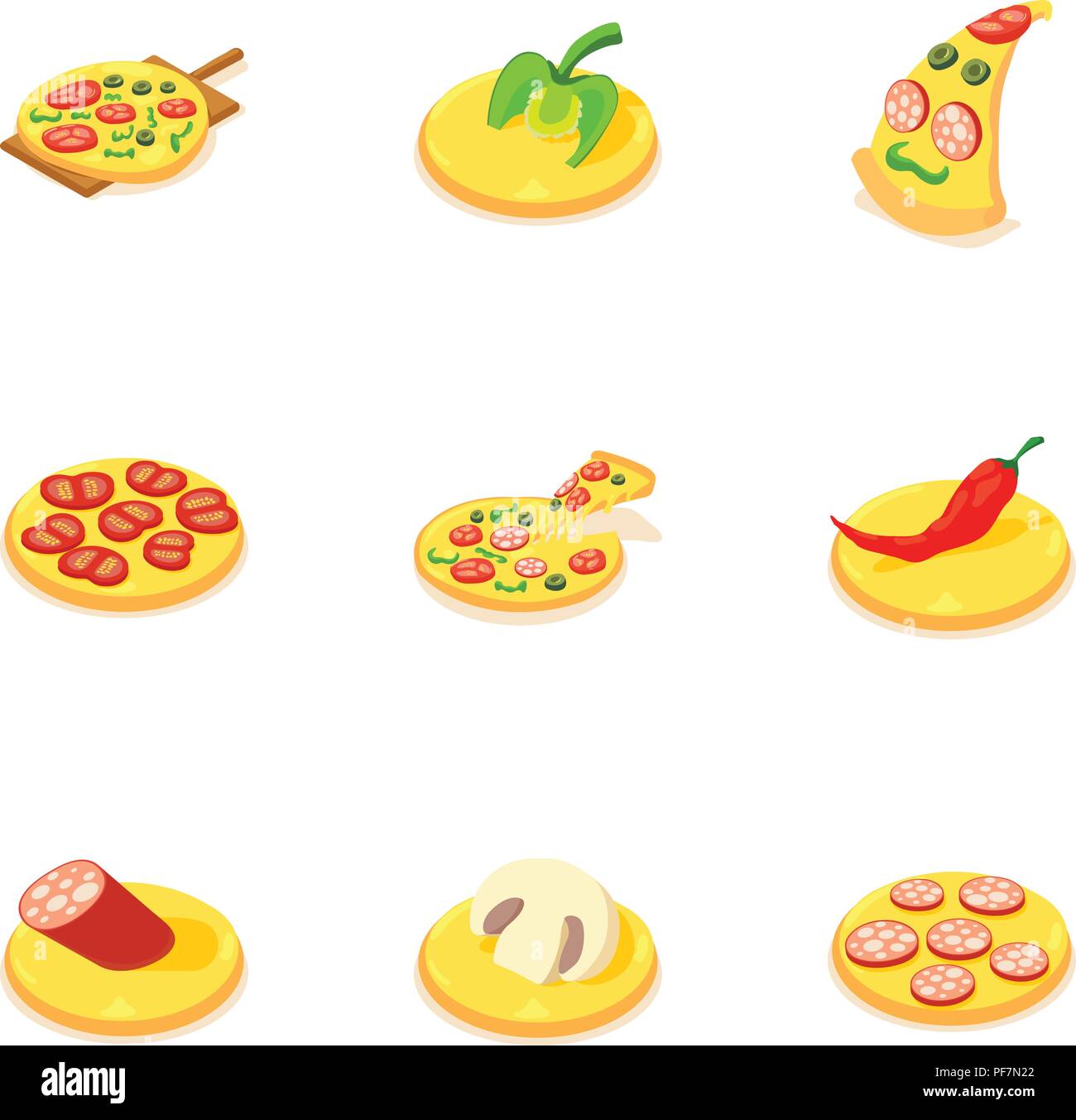 Homemade pizza icons set, isometric style Stock Vector Image & Art - Alamy