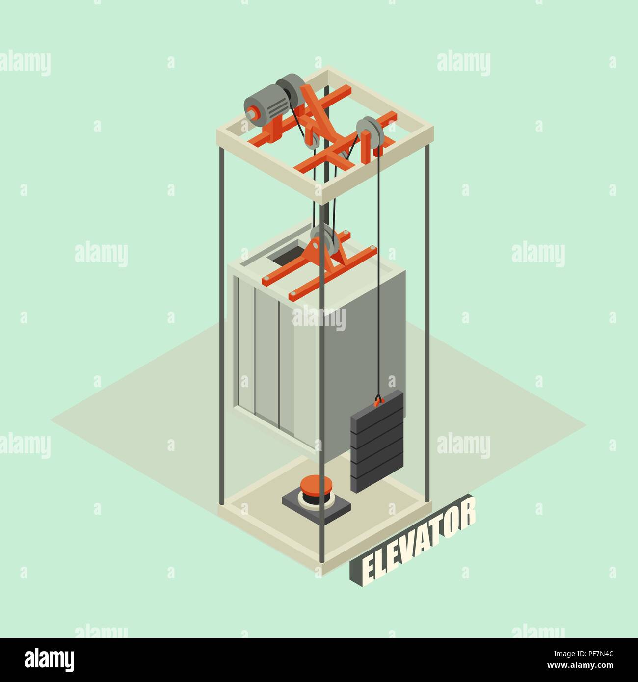 Big building elevator concept background, isometric style Stock Vector ...