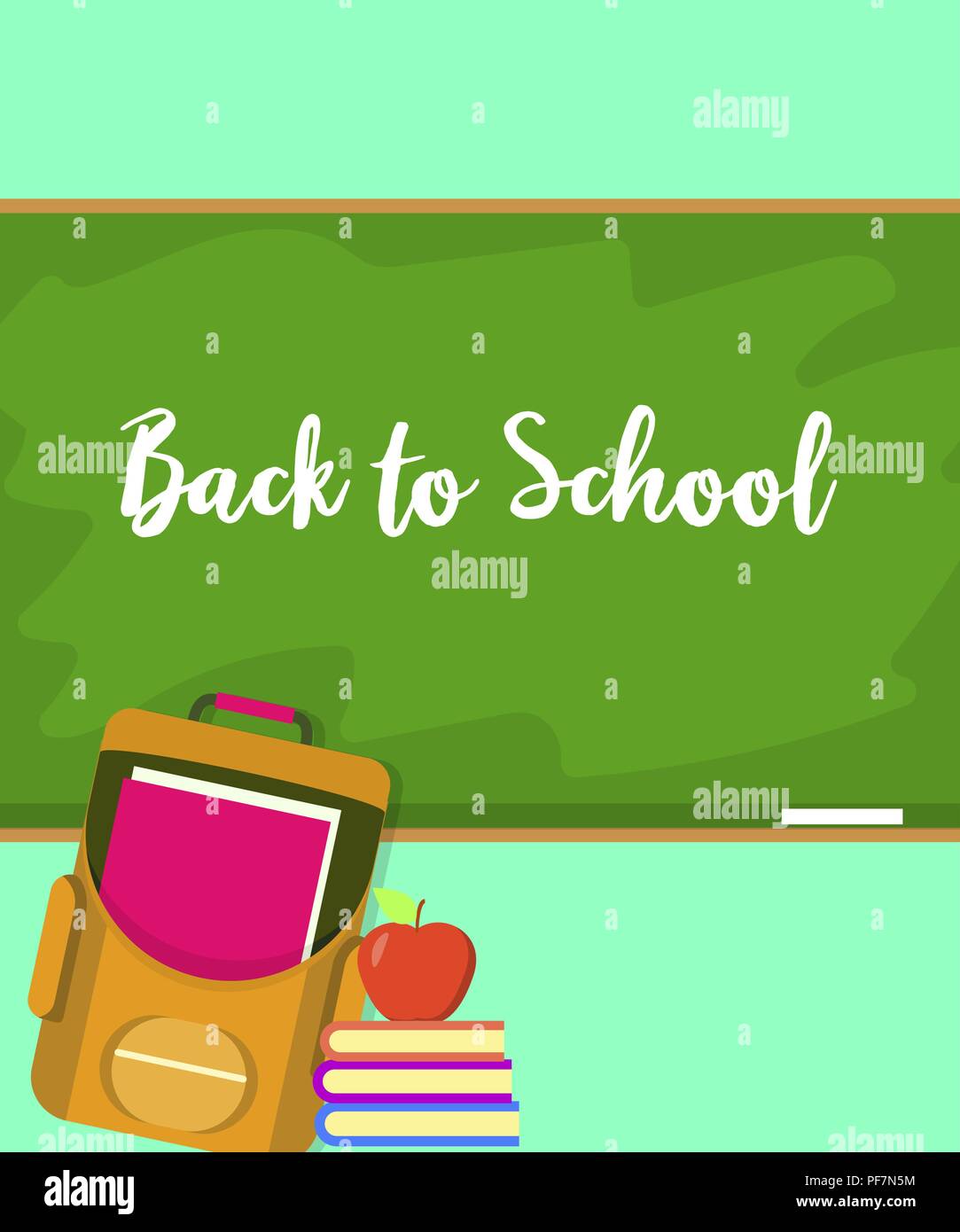 Back to school green board background, flat style Stock Vector Image ...