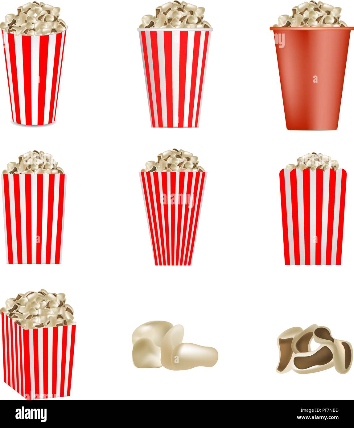 Popcorn cinema box mockup set, realistic style Stock Vector Image & Art ...