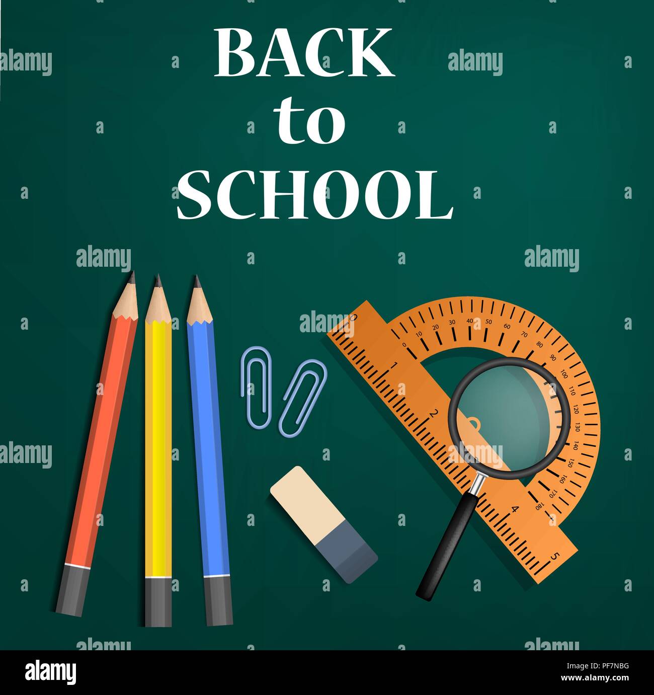 Back to school green concept background, realistic style Stock Vector ...