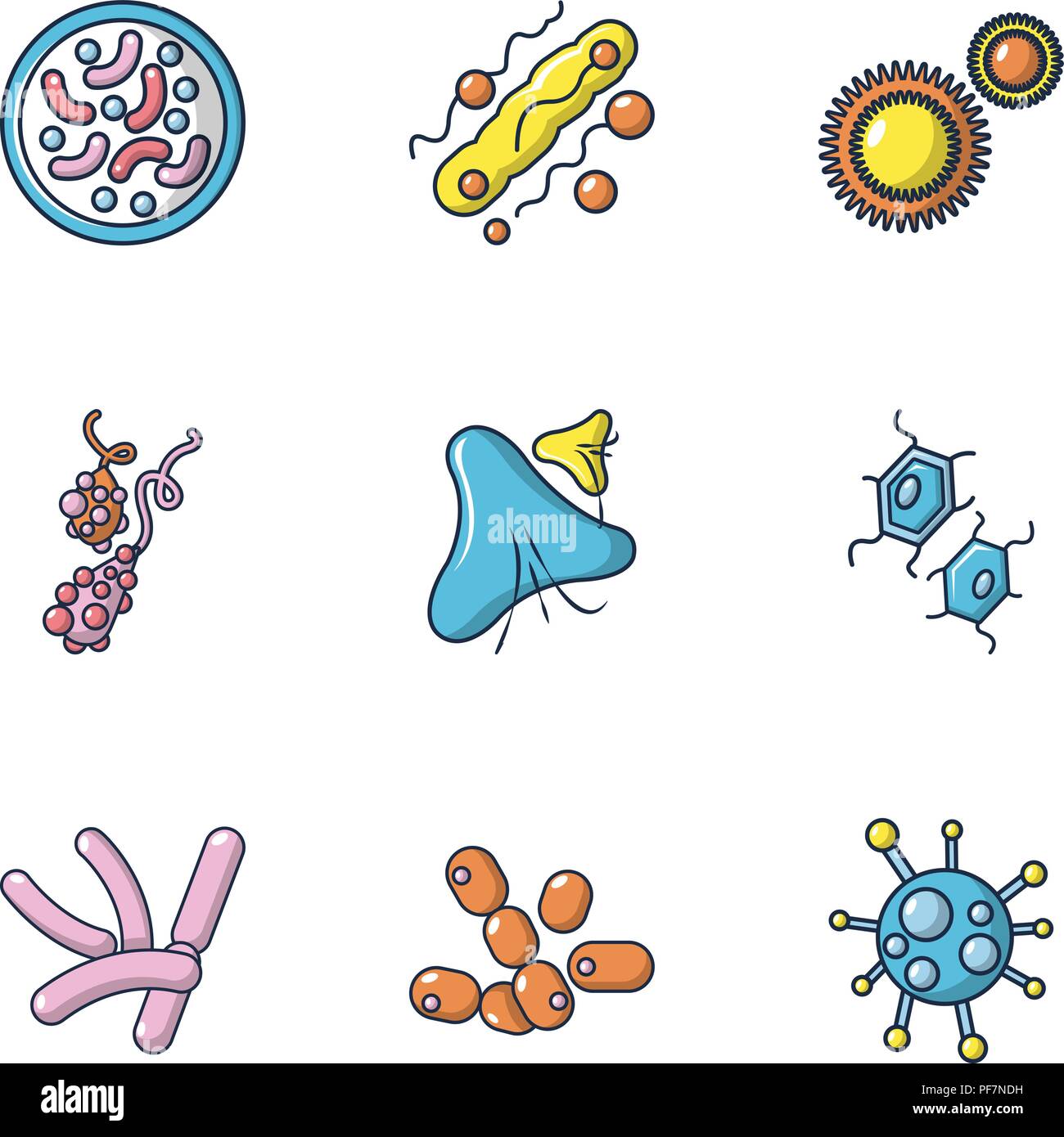 Microbial contingent icons set, cartoon style Stock Vector Image & Art ...