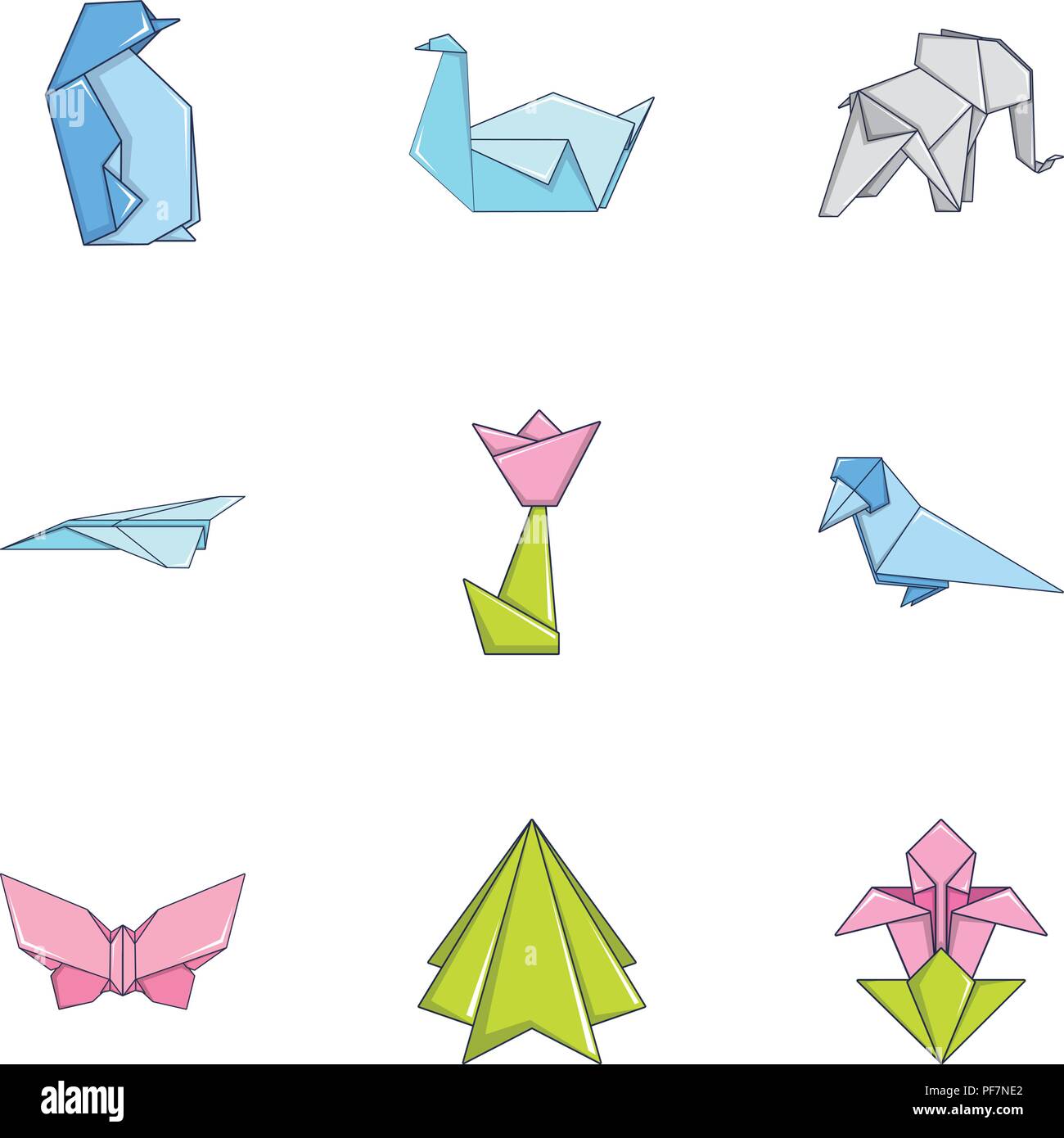 Fold paper icons set, cartoon style Stock Vector Image & Art - Alamy