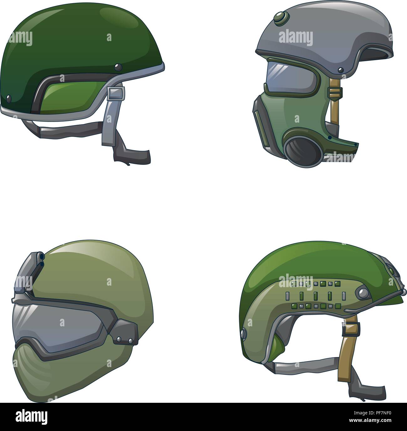 Army helmet soldier icon set, cartoon style Stock Vector Image & Art ...