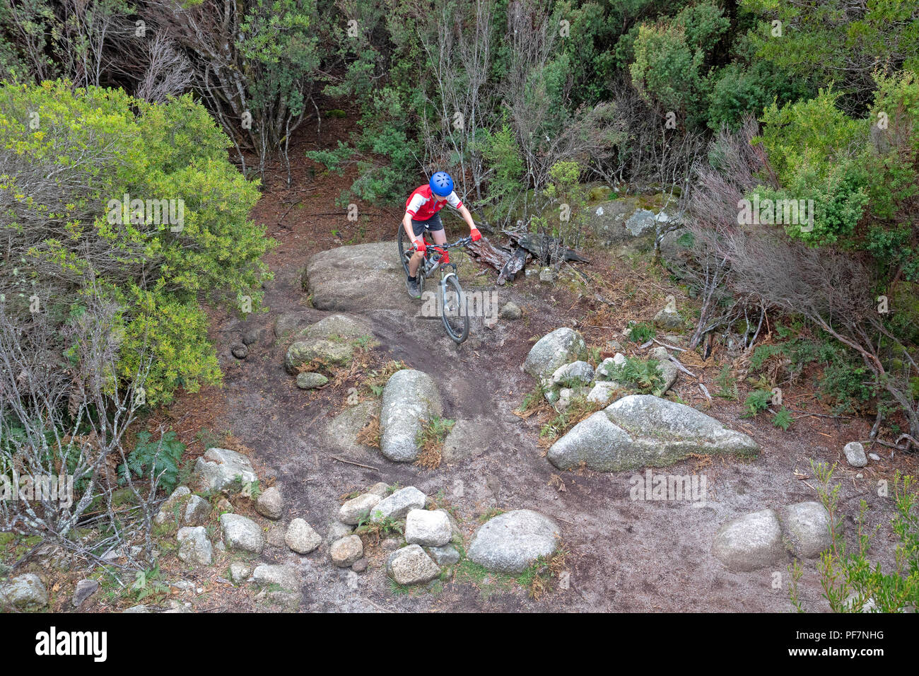 Boy cycling on the Atlas trail at Blue Derby Stock Photo - Alamy