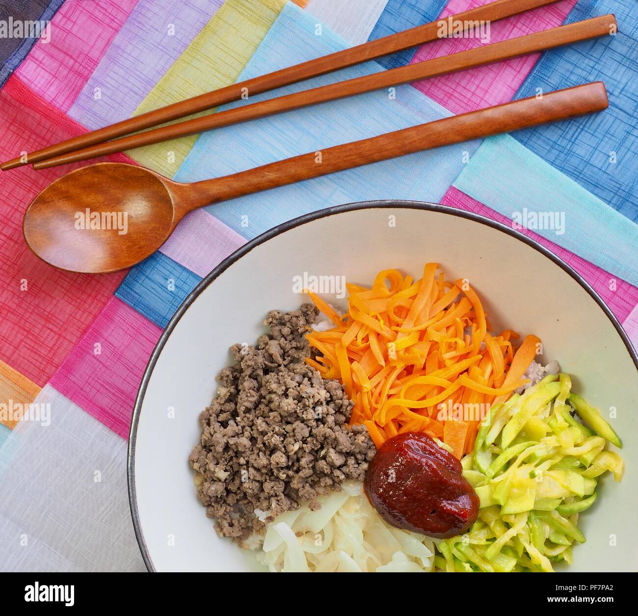 Korean food Beef and vegetable bibimbap Stock Photo - Alamy