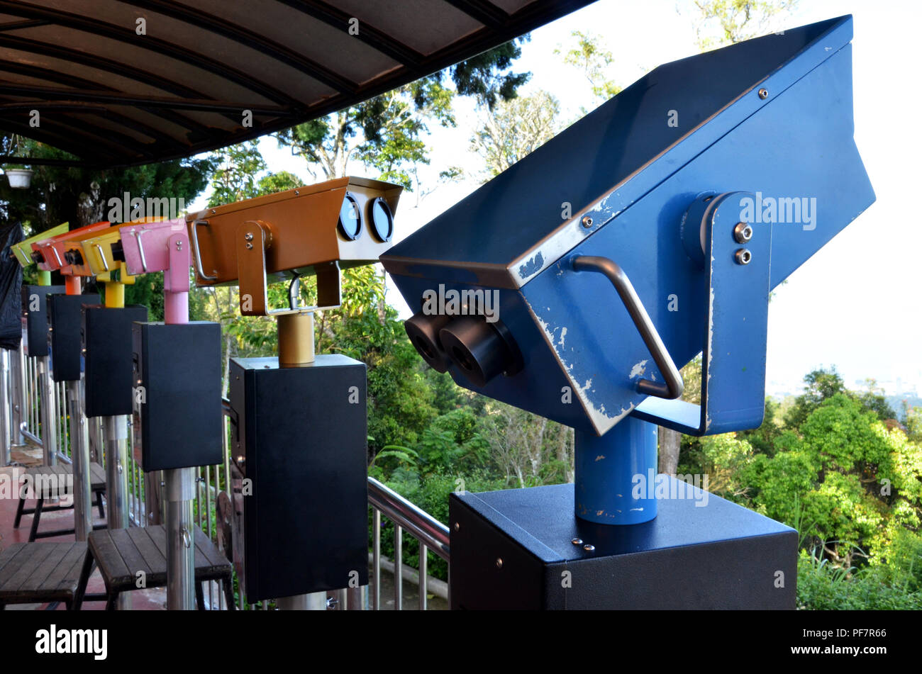 Colorful telescope viewer at Penang Hills, Malaysia Stock Photo - Alamy
