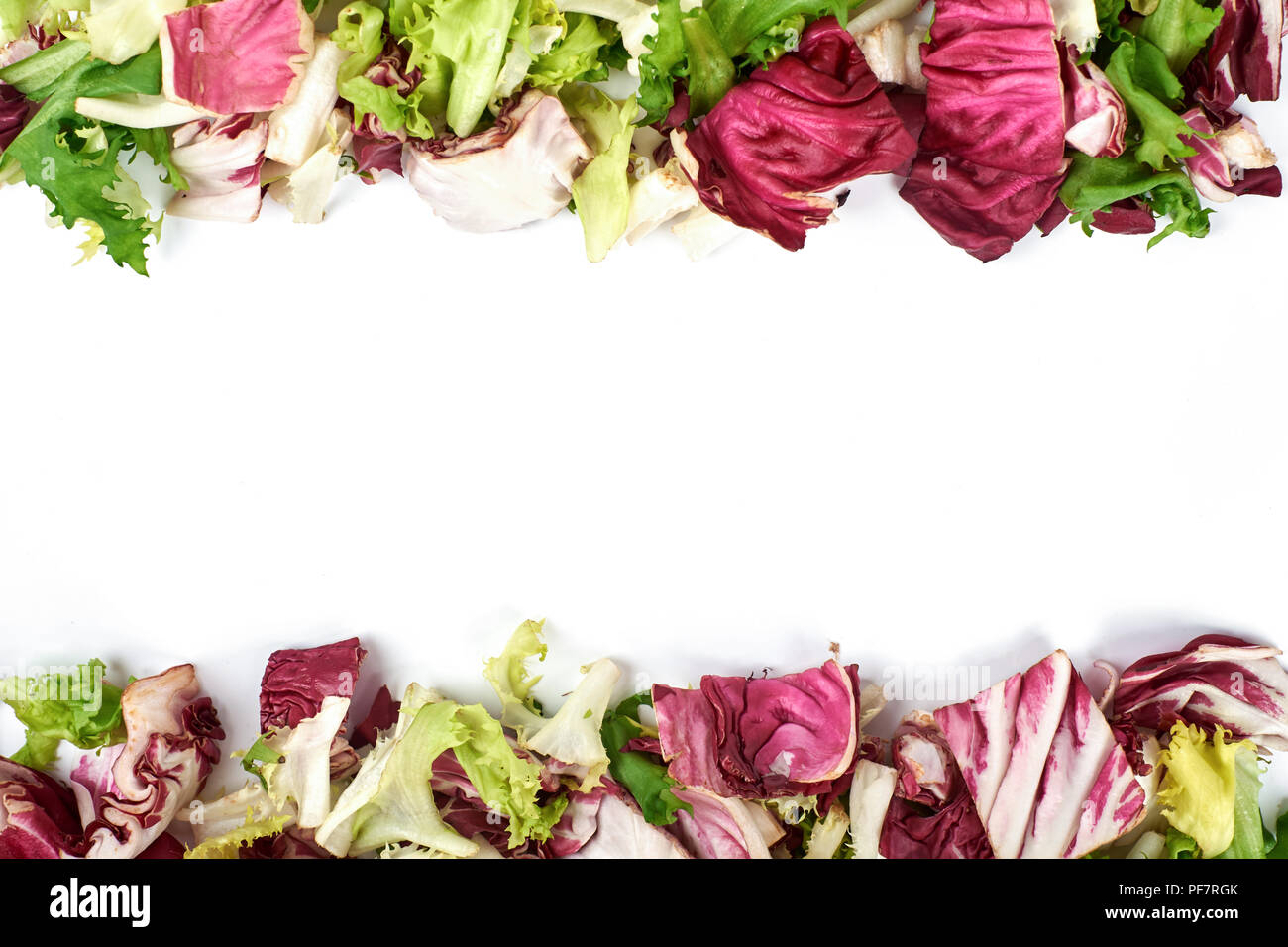 Frame of healthy vegetarian salad isolated on the white background ...