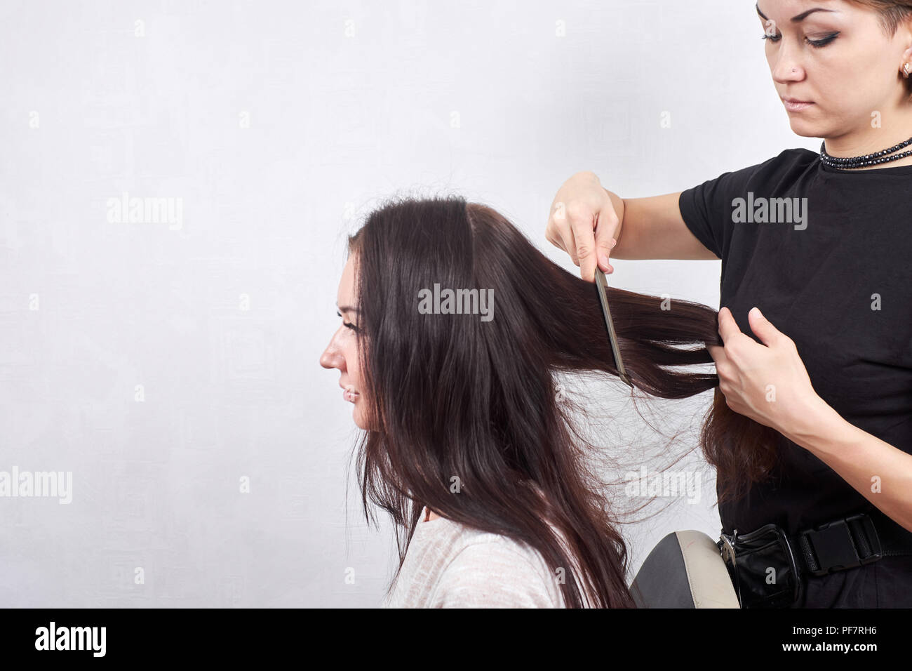 Closeup hairdresser coiffeur makes hi-res stock photography and images ...