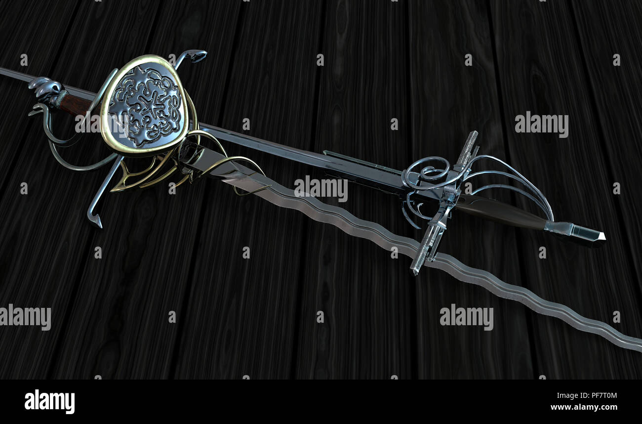 3d illustration a non-isolated background. Medieval weapons Stock Photo ...