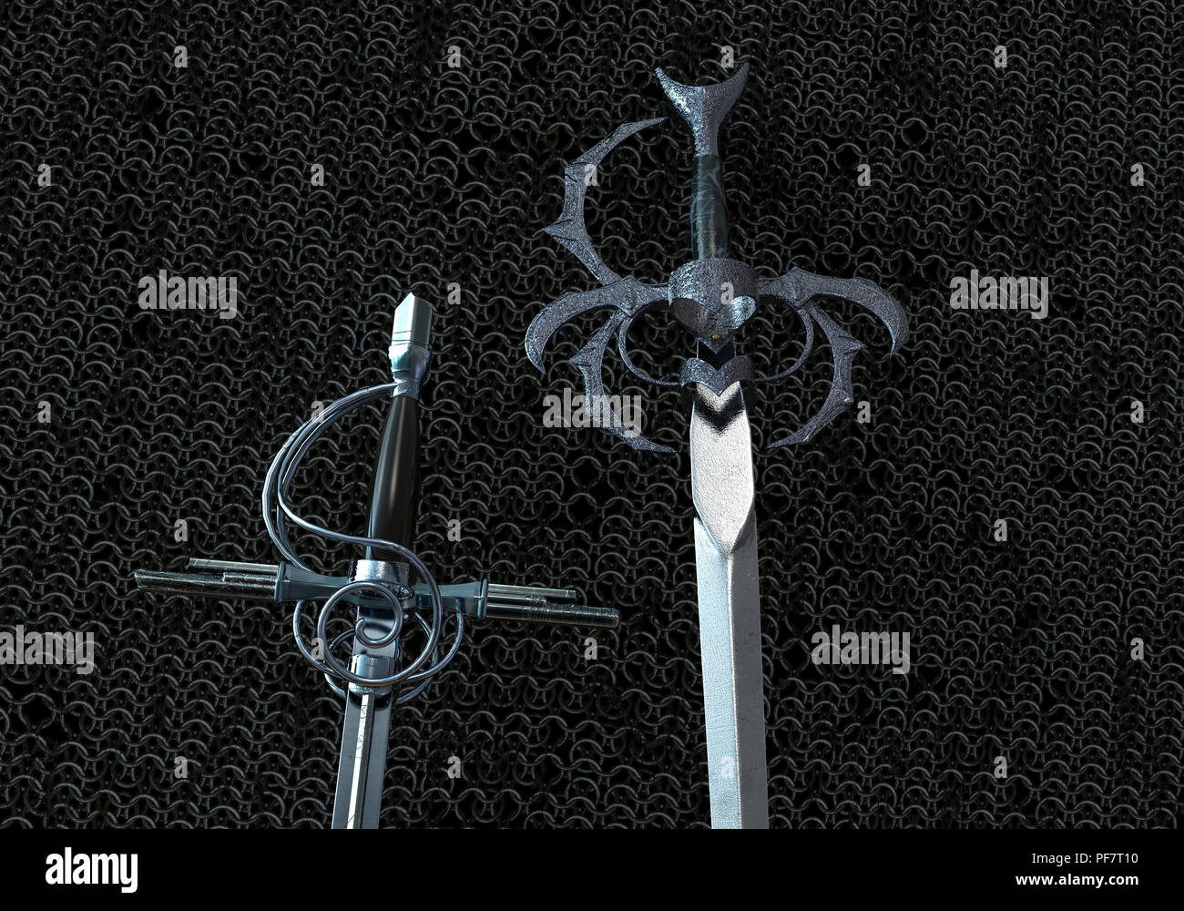3d illustration a non-isolated background. Medieval weapons Stock Photo ...