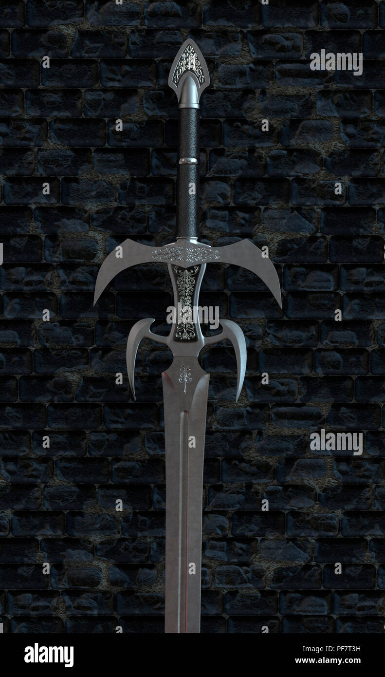 3d illustration a non-isolated background. Medieval weapons Stock Photo ...