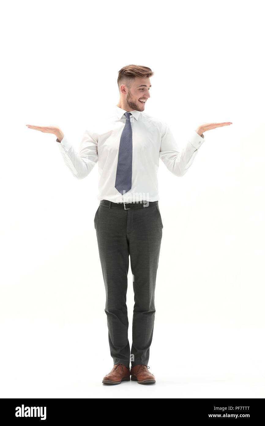 Happy successful businessman giving Cut Out Stock Images & Pictures - Alamy