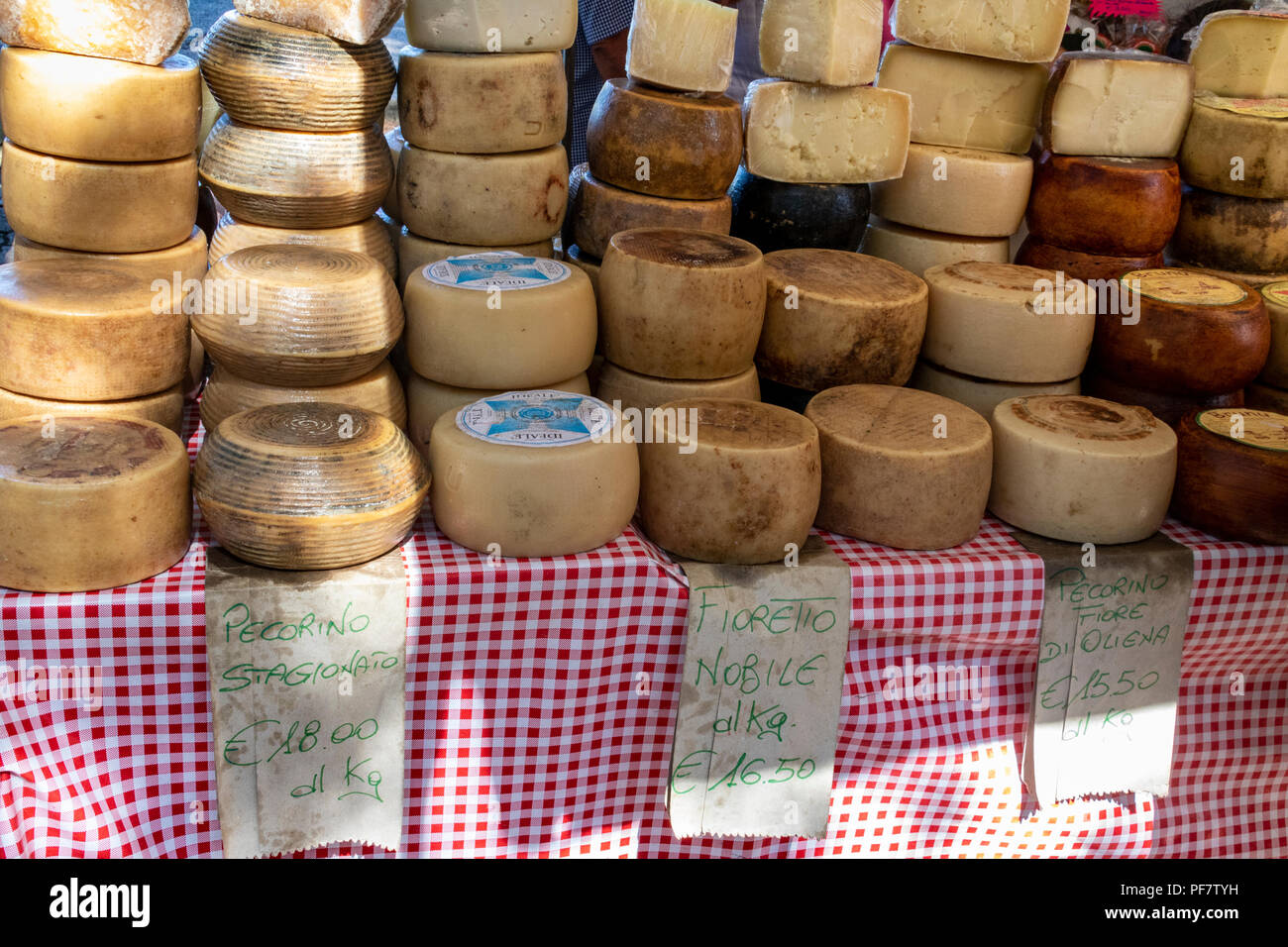 Local, Traditional Sardinian Cheeses Displayed on a Weekly Market Stall ...