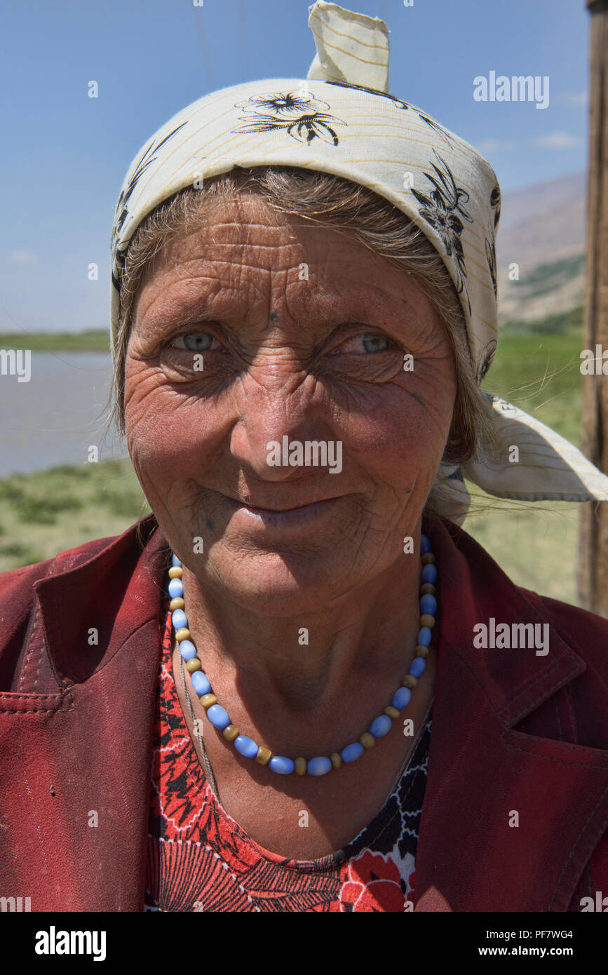 Old Pamiri woman in the Wakhan Valley, Tajikistan Stock Photo - Alamy