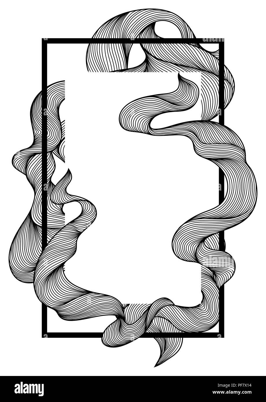 Frame with wave line curls Stock Vector Image & Art - Alamy