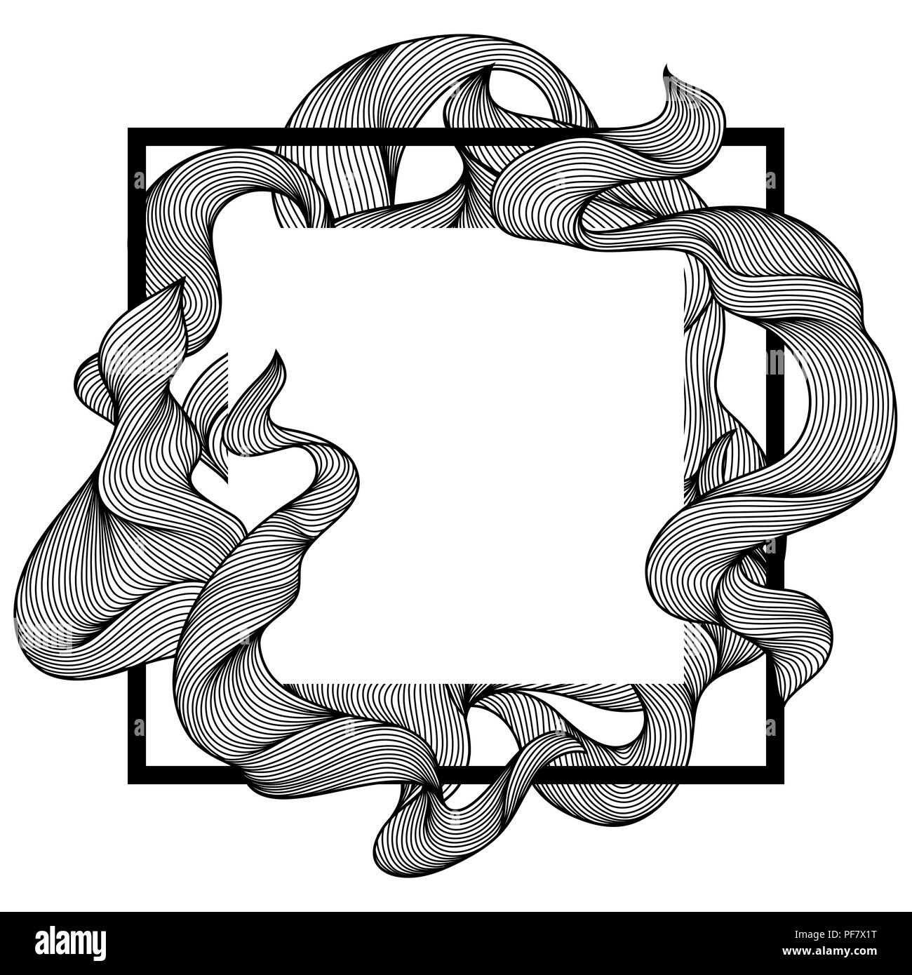 Abstract water wave frame vector Black and White Stock Photos & Images ...