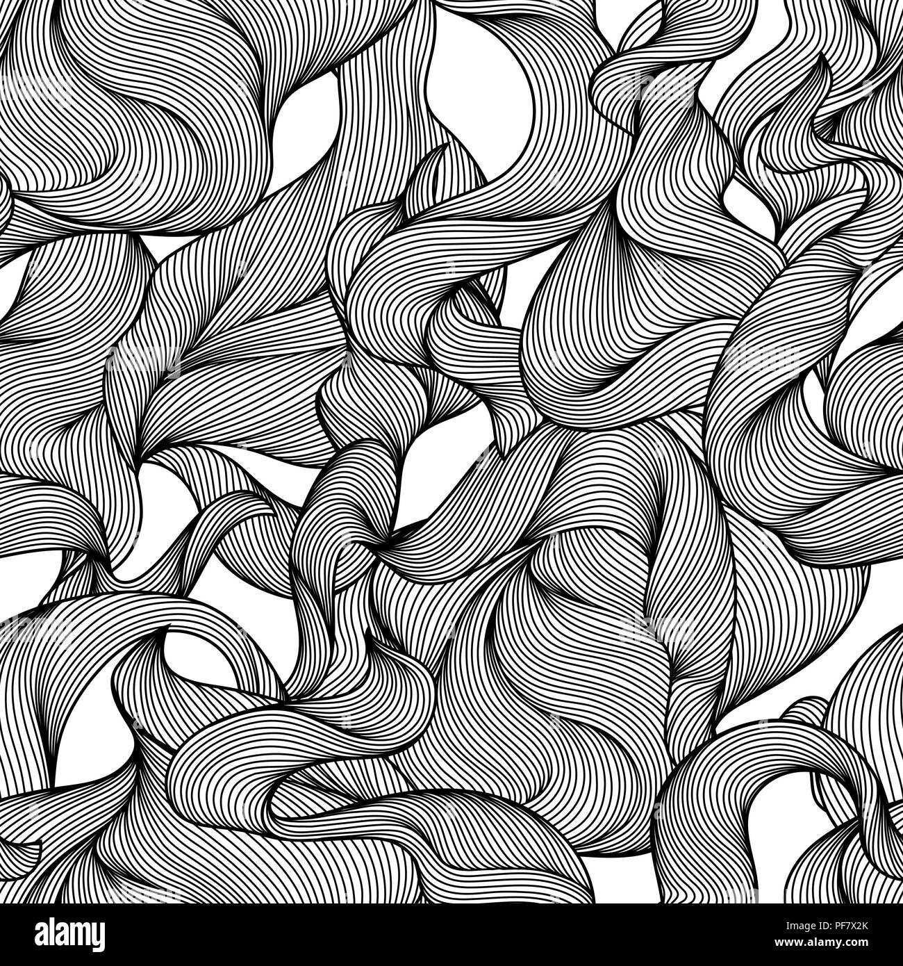 Seamless wave hair line pattern Stock Vector Image & Art - Alamy