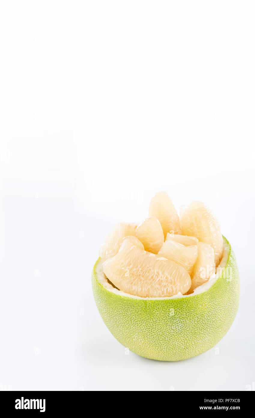 fresh and peeled pomelo(shaddock), grapefruit with slices isolated on ...