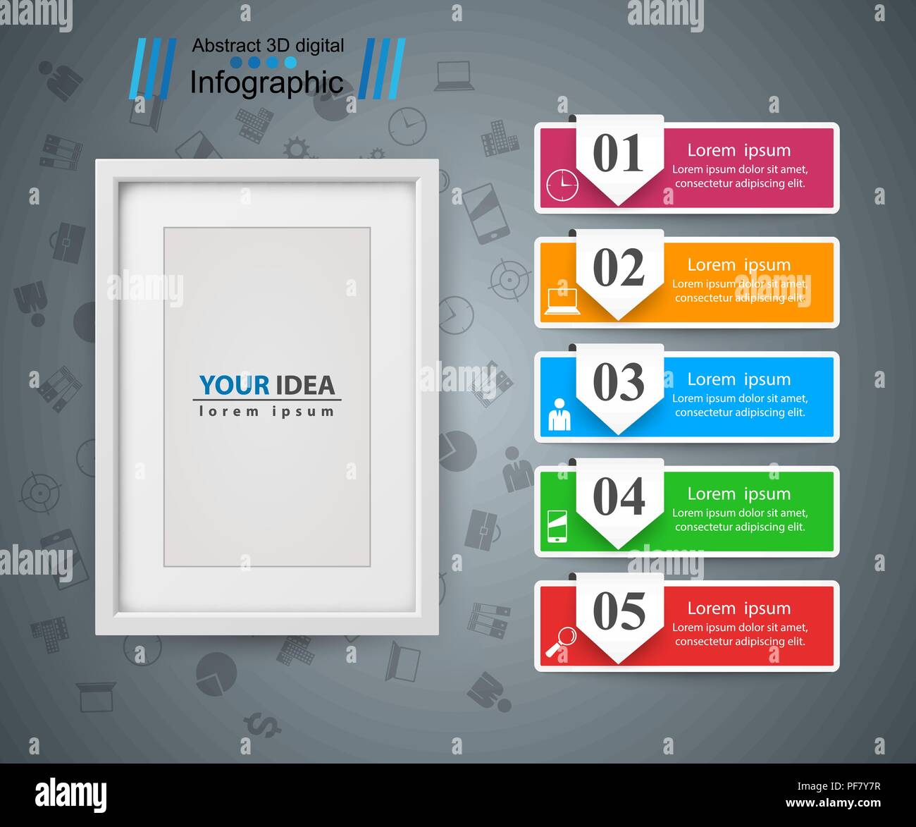 Frame, photo. Five items - paper infographic Stock Vector Image & Art ...