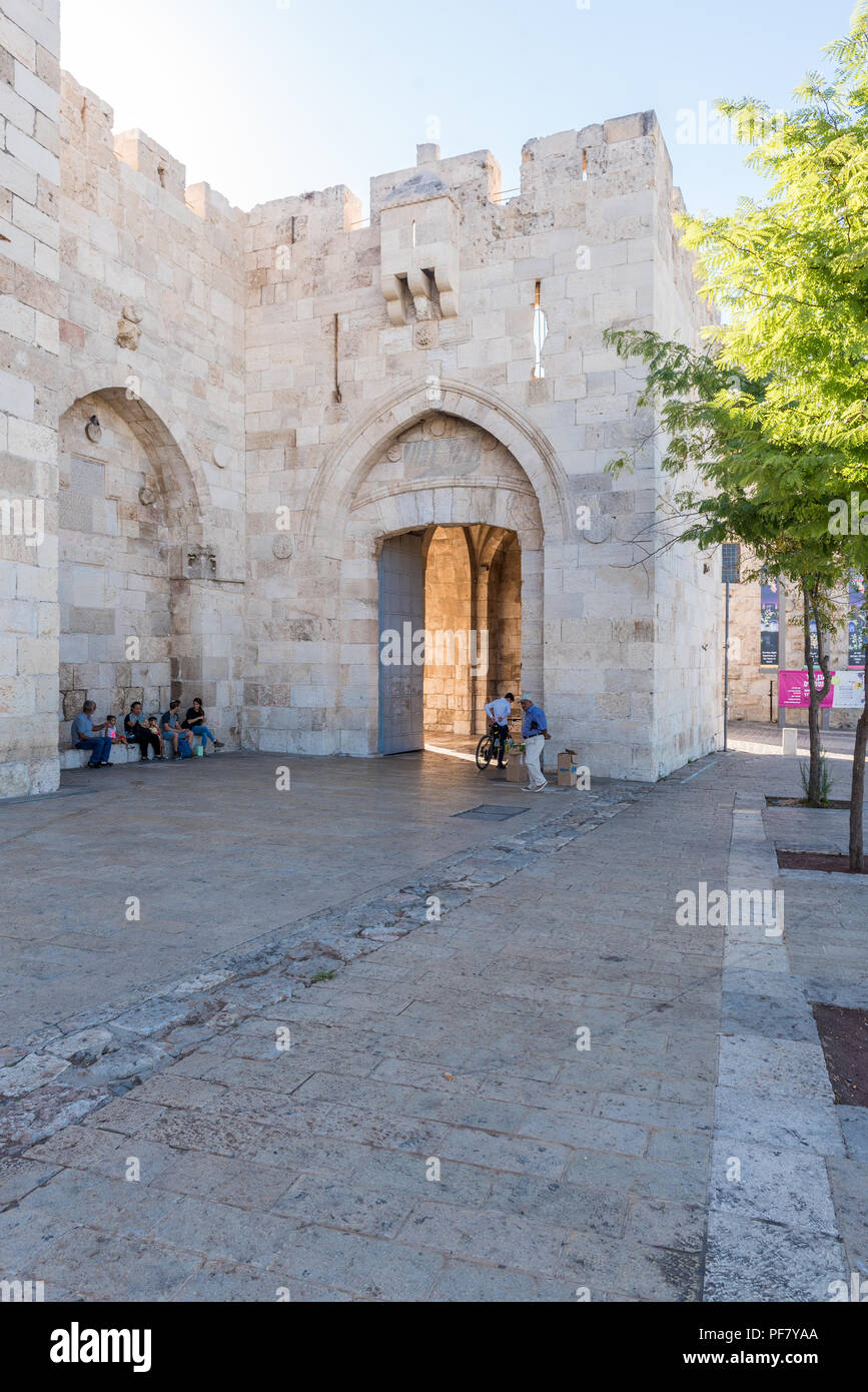 Israel, Jerusalem - 16 August 2018: Jaffa gate - one of the seven main ...