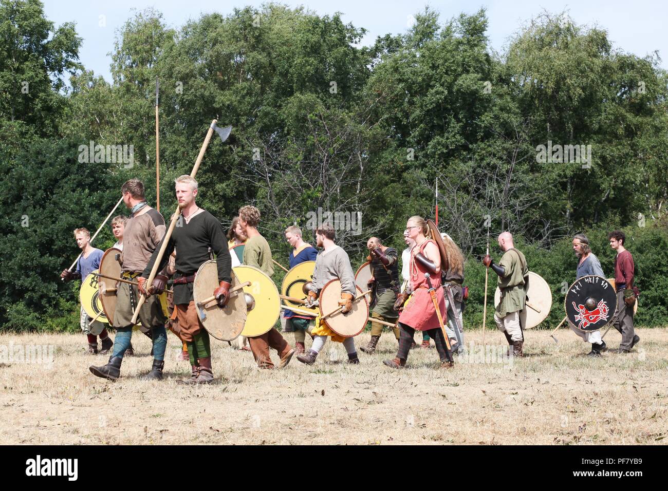 Hojbjerg, Denmark - July 29, 2018: Moesgaard viking moot is an annual ...