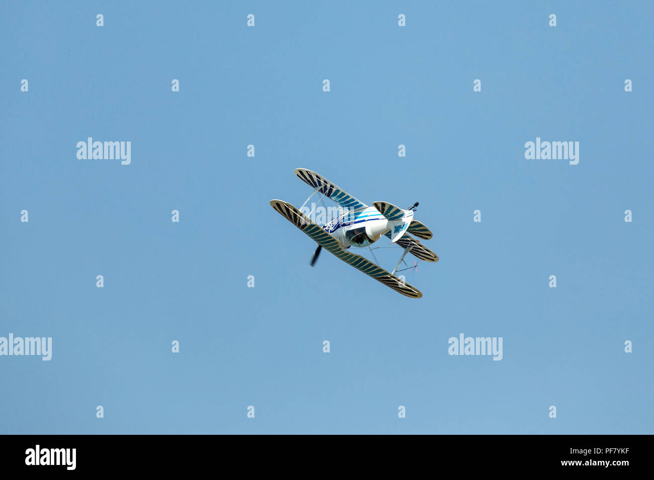 PRIBRAM, CZE - AUGUST 18, 2018: Airplane Christen Eagle II demonstrates ...