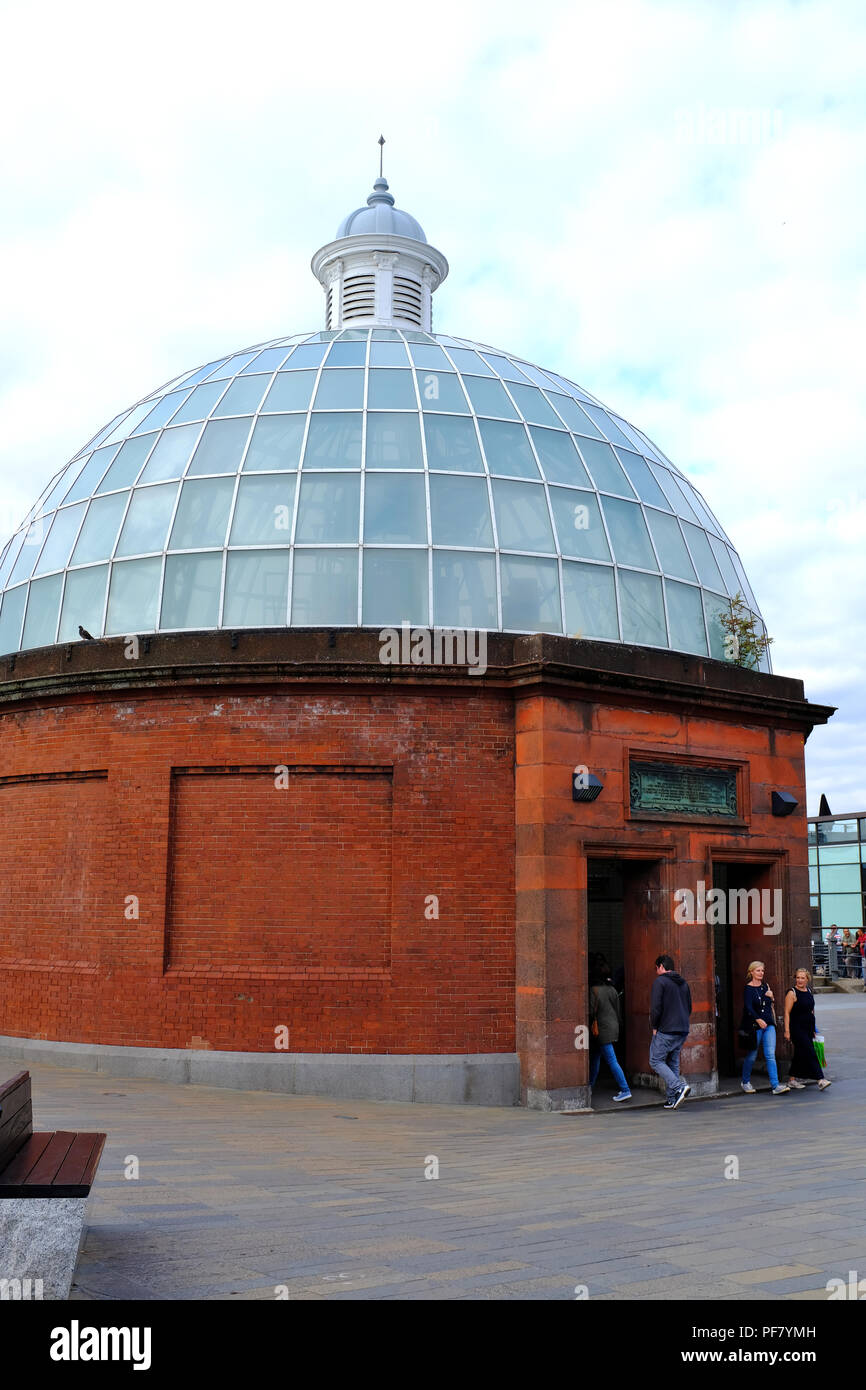 Greenwich Foot Tunnel entrance to pass under the river Thames, designed ...