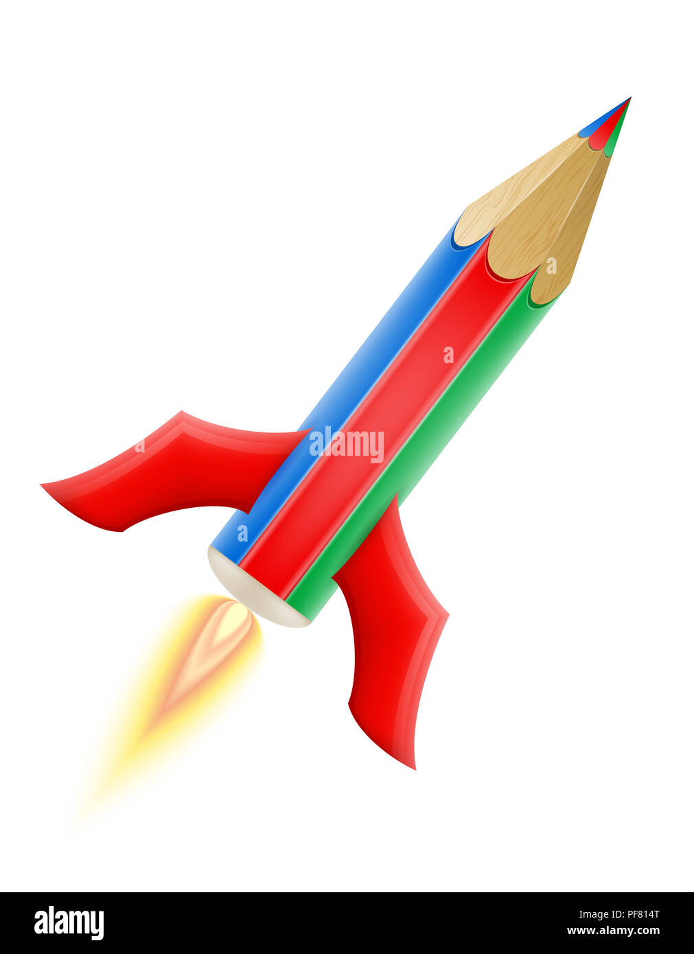 art creative pencil concept rocket vector illustration isolated on ...