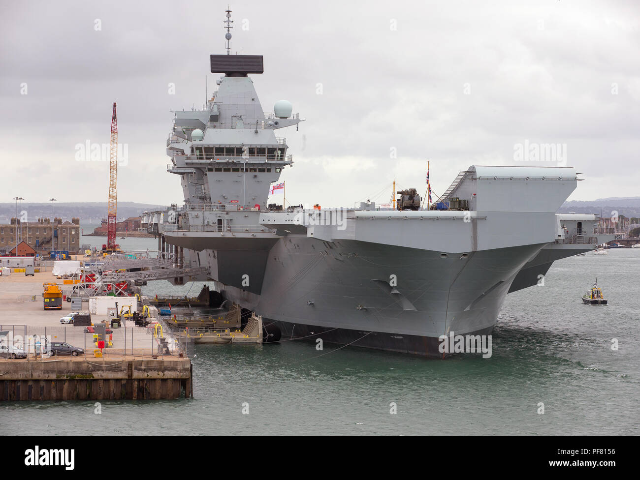 HMS Queen Elizabeth, pictured in Portsmouth naval dockyard, is the lead ...