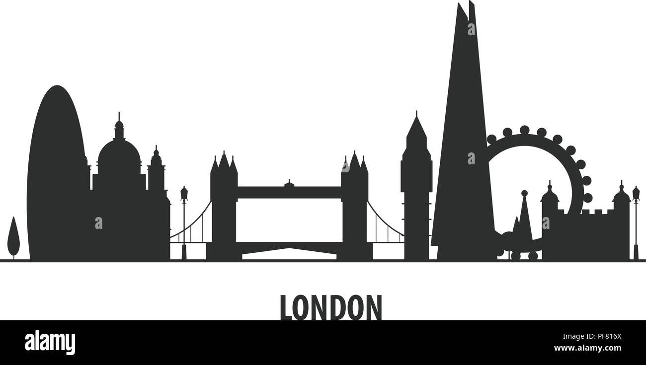 London city skyline - cityscape silhouette with landmarks Stock Vector ...